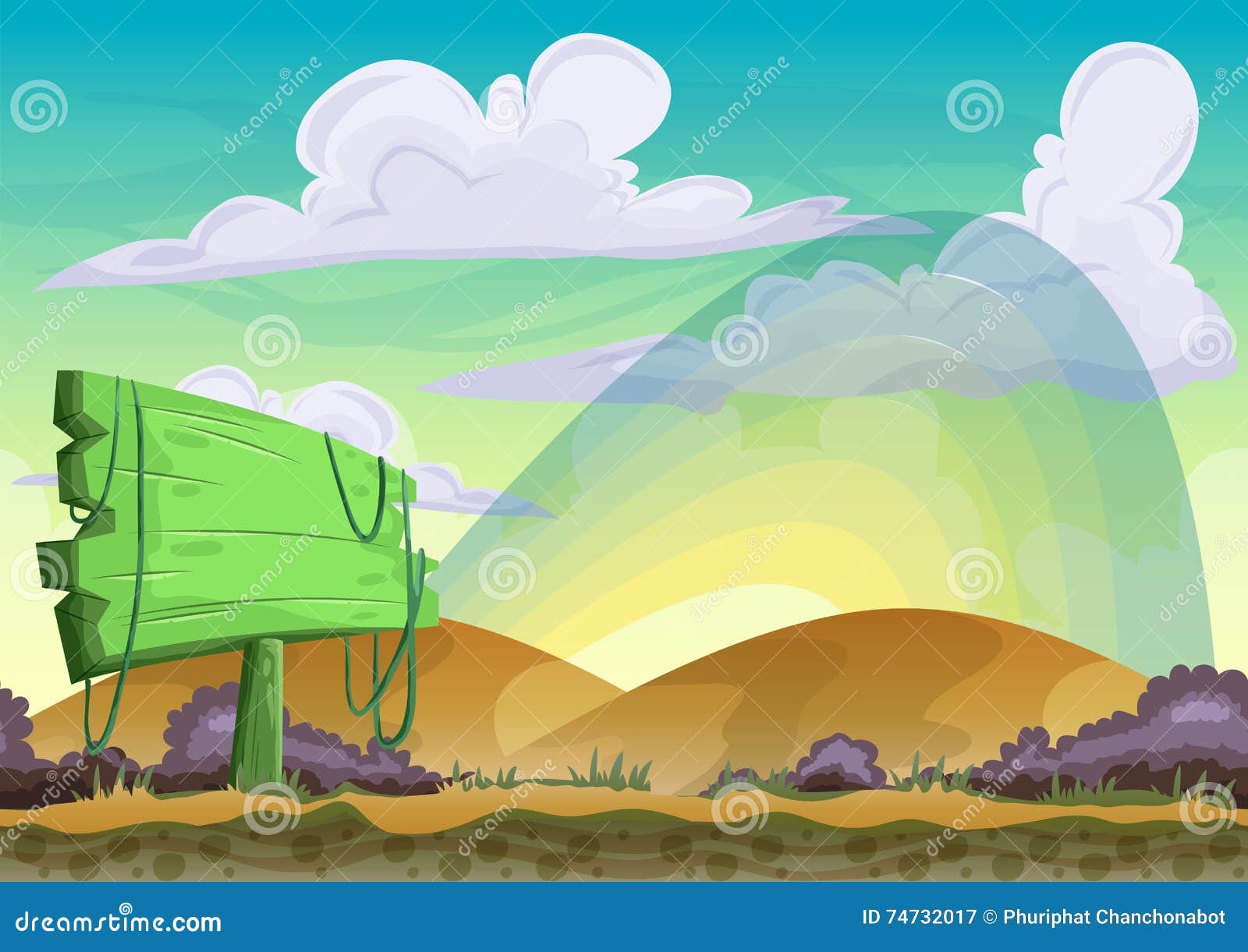 Cartoon Vector Landscape with Separated Layers Stock Vector ...