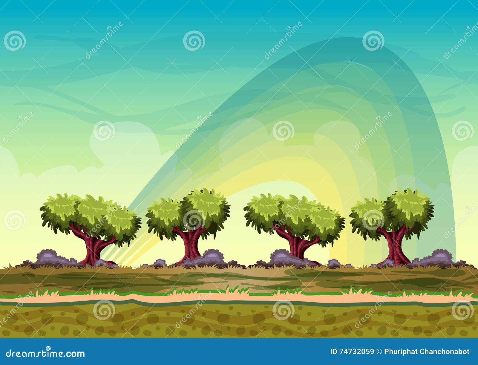 Cartoon Vector Landscape with Separated Layers Stock Vector ...