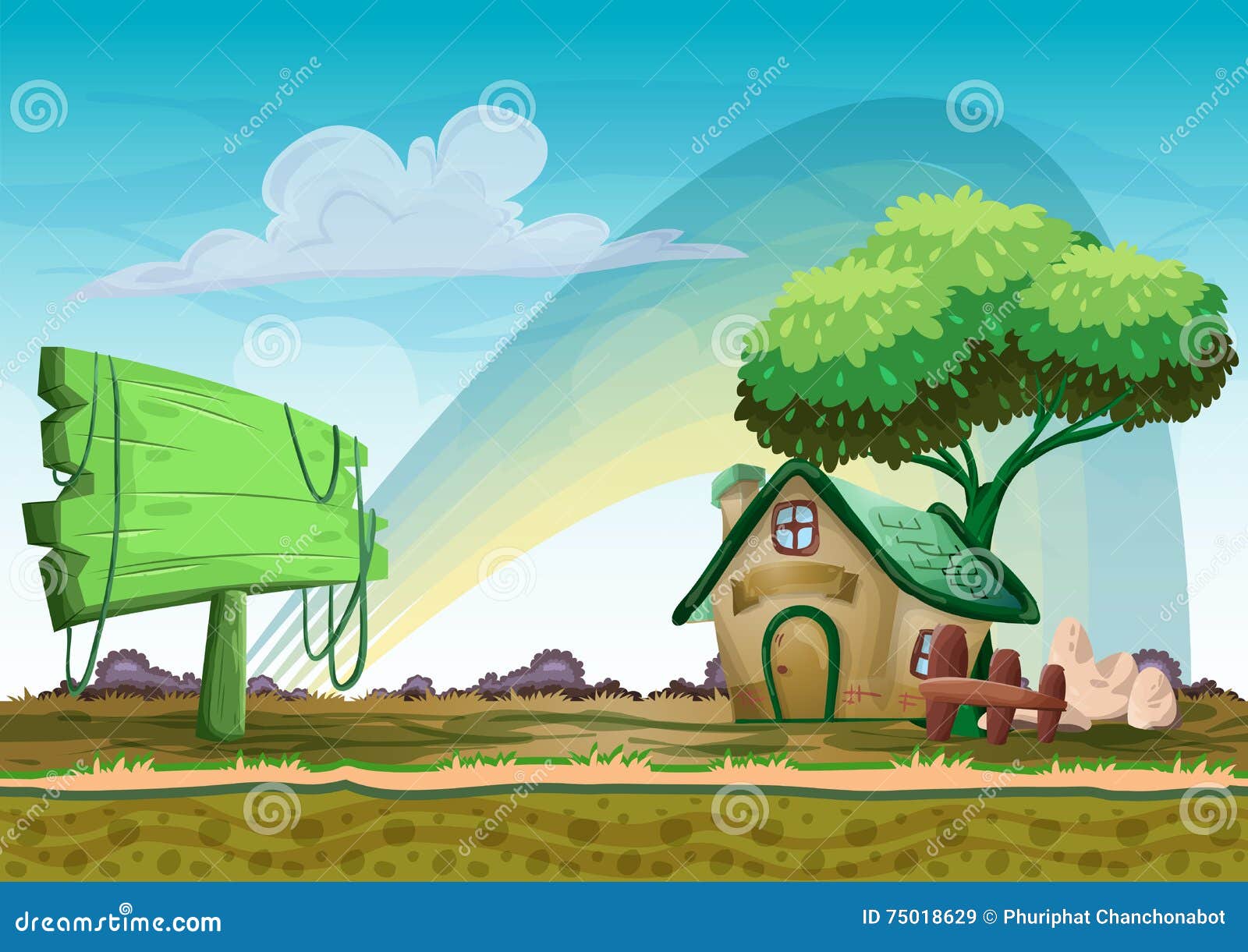 Cartoon Vector Landscape with Separated Layers Stock Vector ...