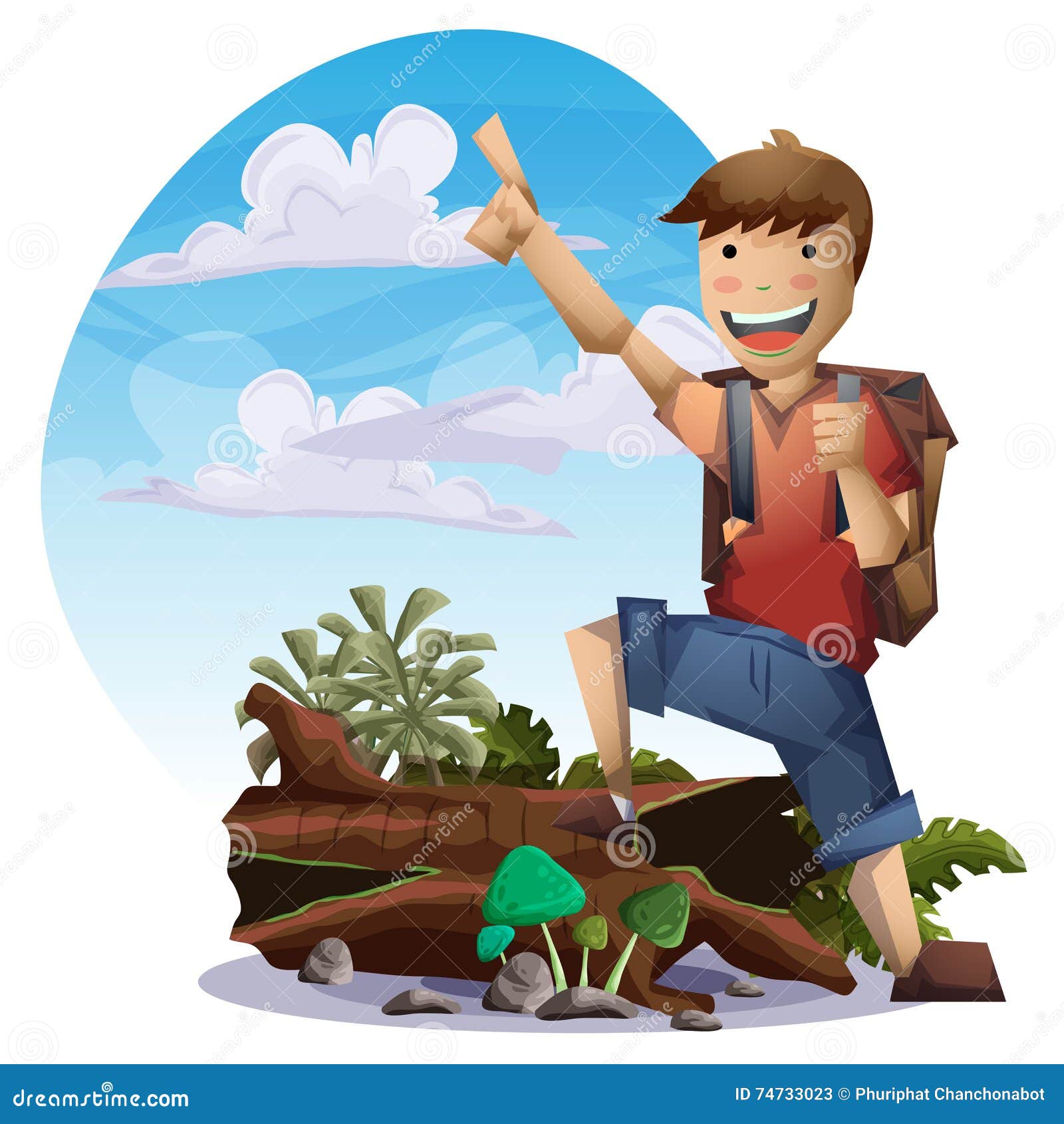 Cartoon Vector Landscape on the Theme of Adventures and Outdoor ...