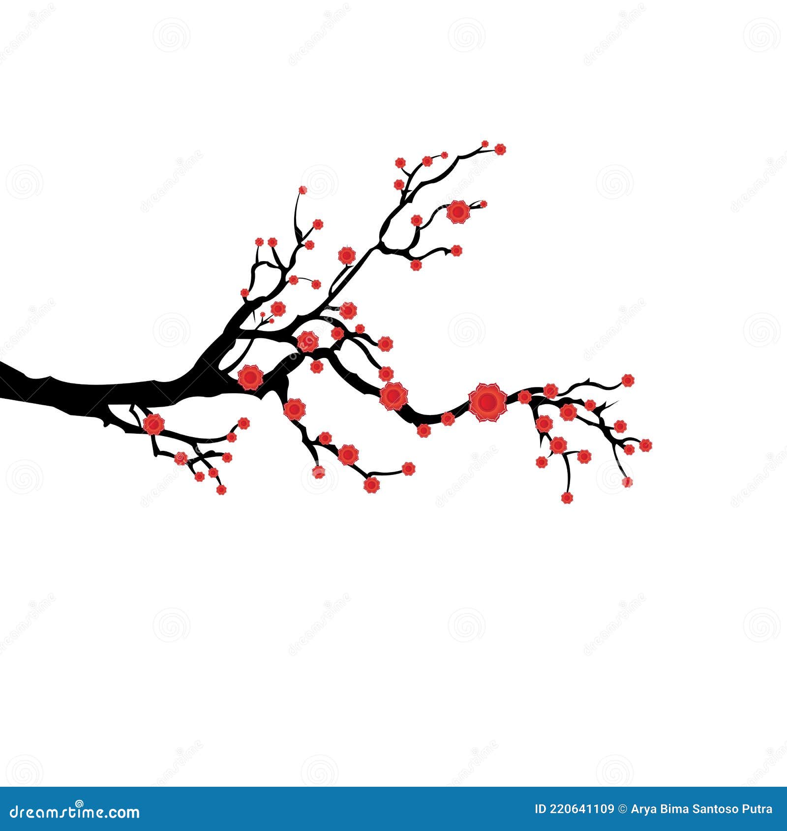 Cartoon Vector Logo of Chinese New Year Cherry Tree Branches Stock ...