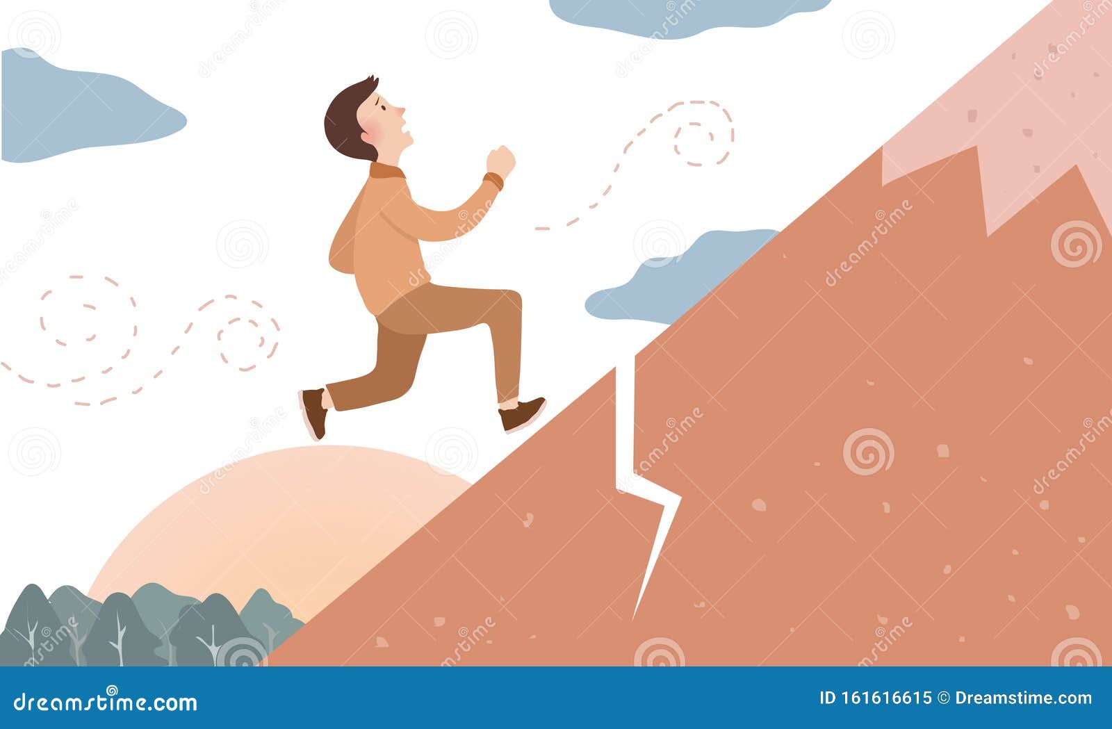 Cartoon of Man Running Up Mountain Stock Illustration - Illustration of ...