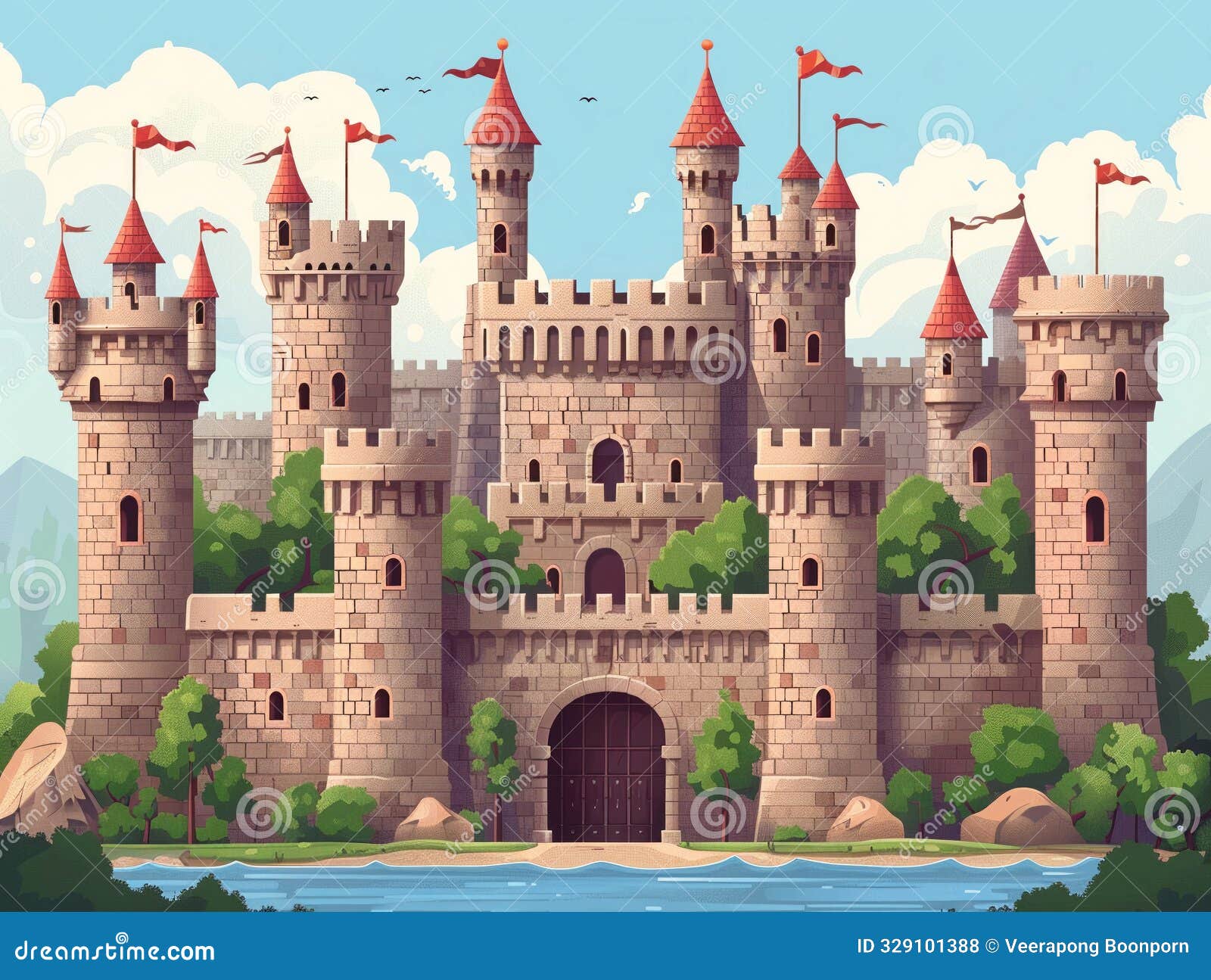 Cartoon Vector Of Medieval Castles Collection Stock Photography ...