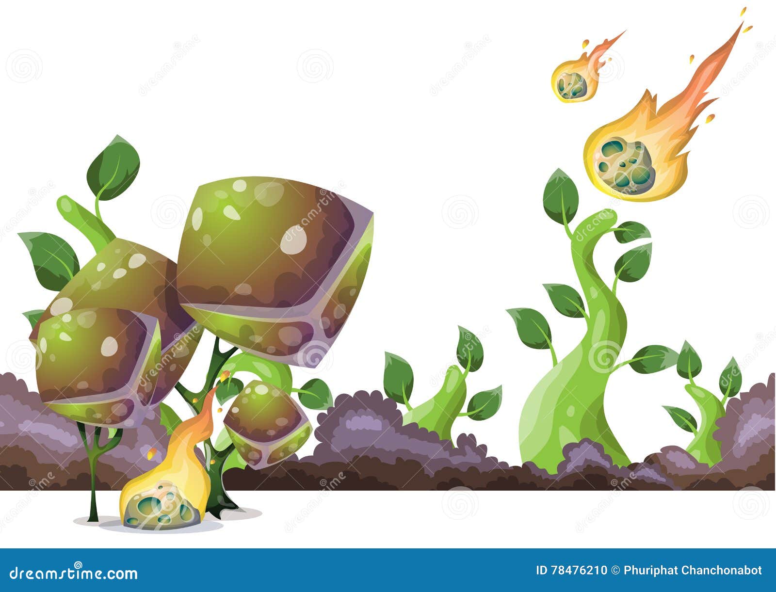 Cartoon Vector Meteor Object with Separated Layers for Game Art and ...