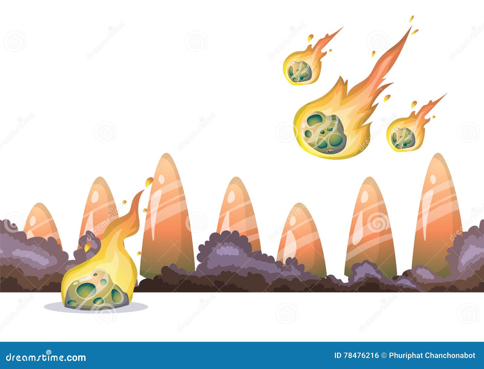 Cartoon Vector Meteor Object with Separated Layers for Game Art and ...
