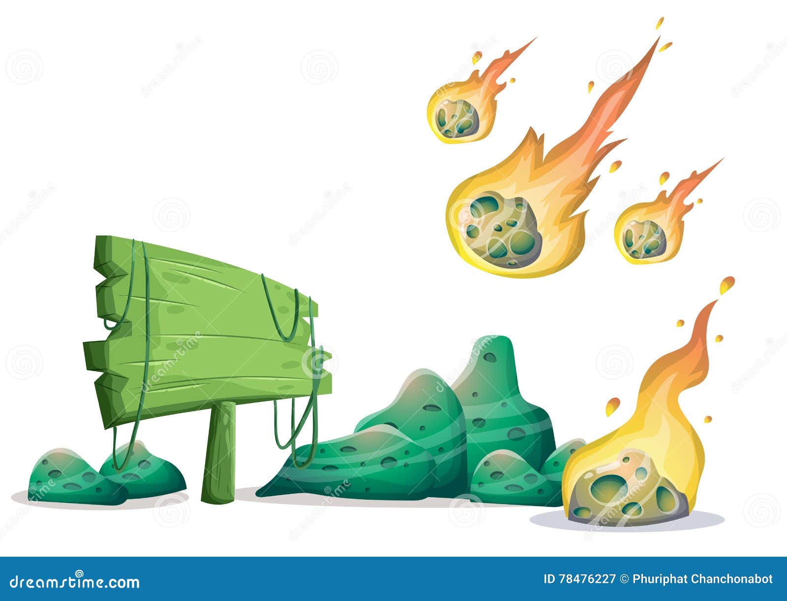 Cartoon Vector Meteor Object with Separated Layers for Game Art and ...