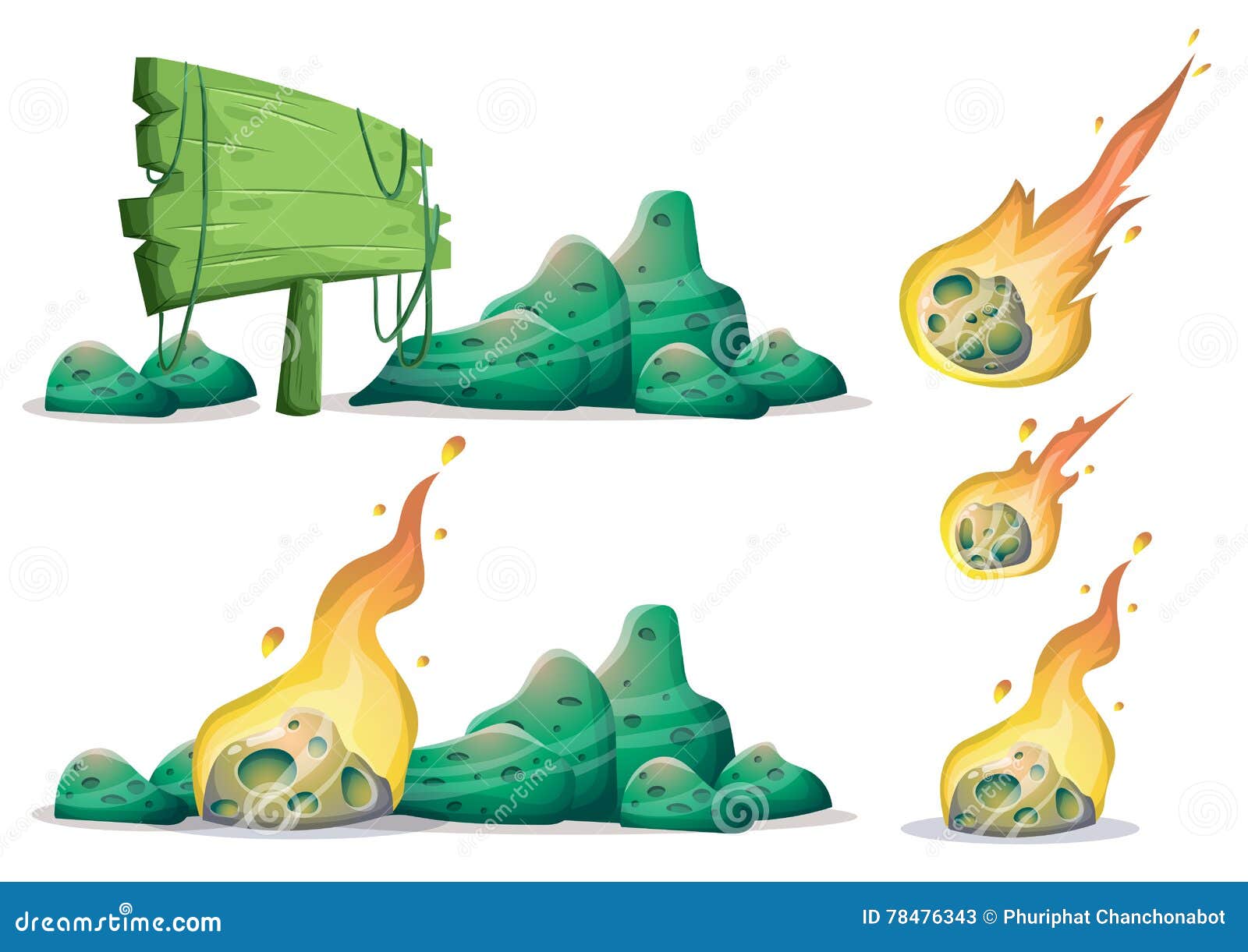 Cartoon Vector Meteor Object with Separated Layers for Game Art and ...