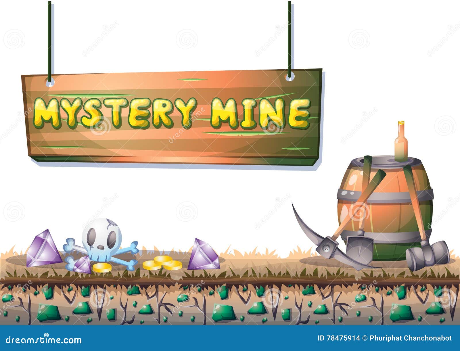 Cartoon Vector Mine Game Object with Separated Layers for Game and ...