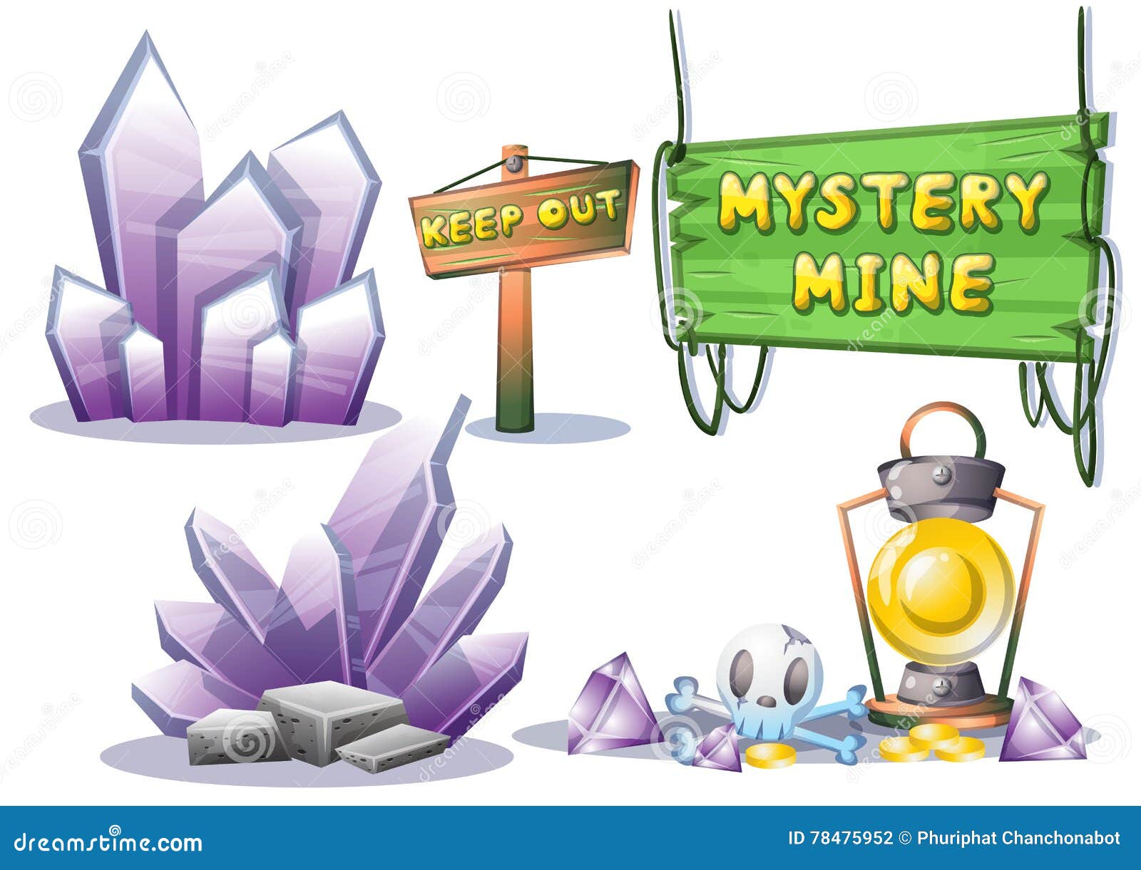 Cartoon Vector Mine Game Object with Separated Layers for Game and ...