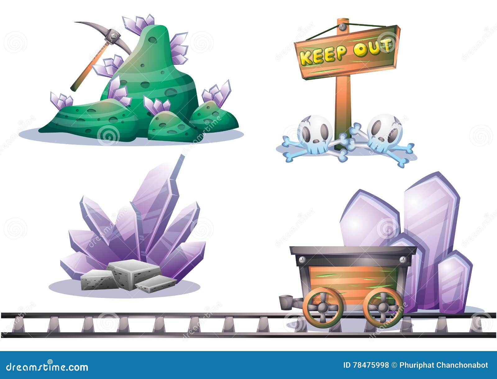 Cartoon Vector Mine Game Object with Separated Layers for Game and ...