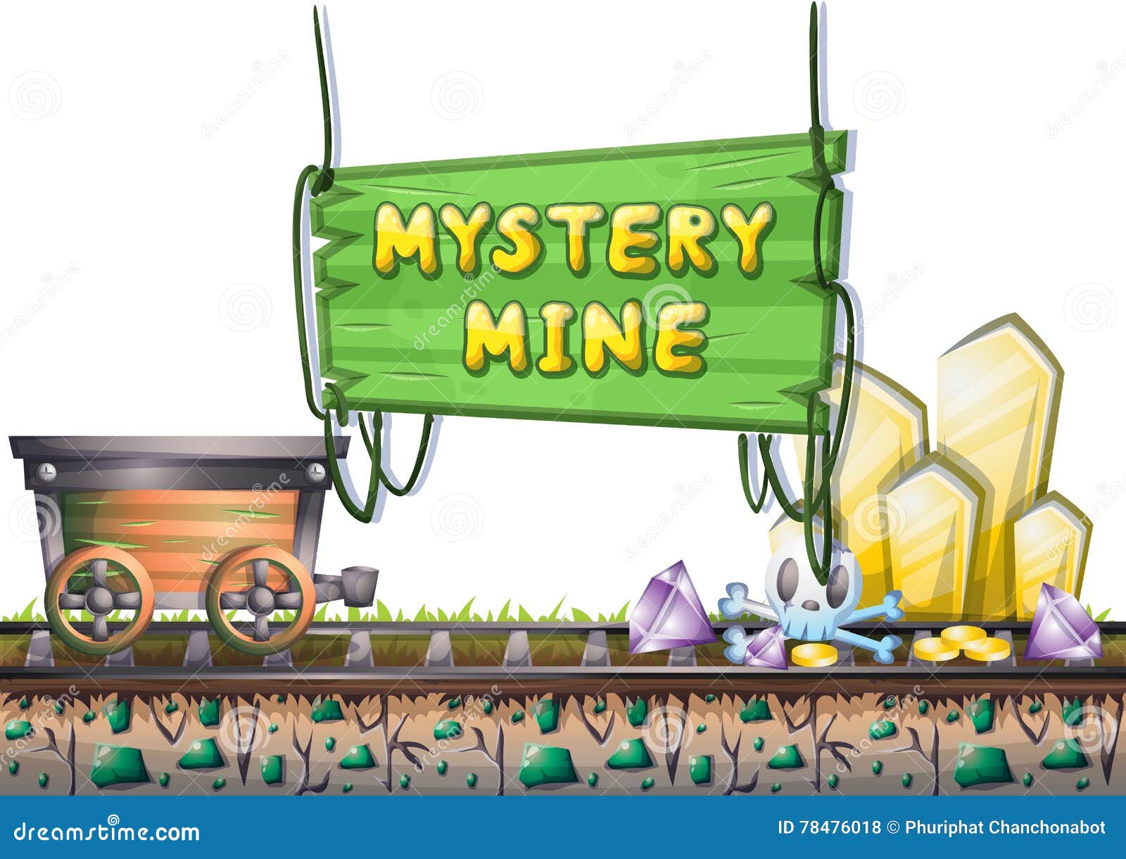 Cartoon Vector Mine Game Object with Separated Layers for Game and ...
