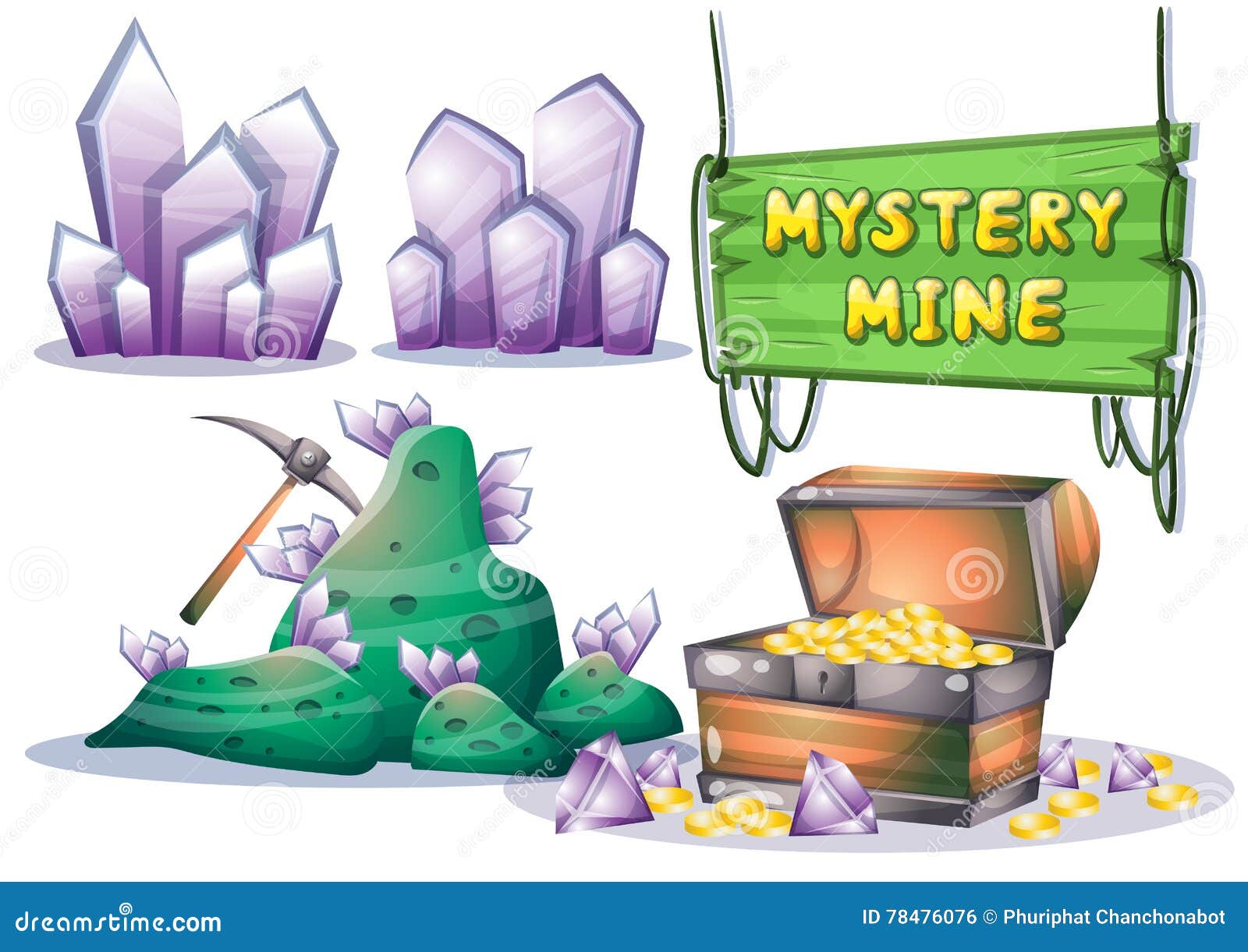 Cartoon Vector Mine Game Object with Separated Layers for Game and ...