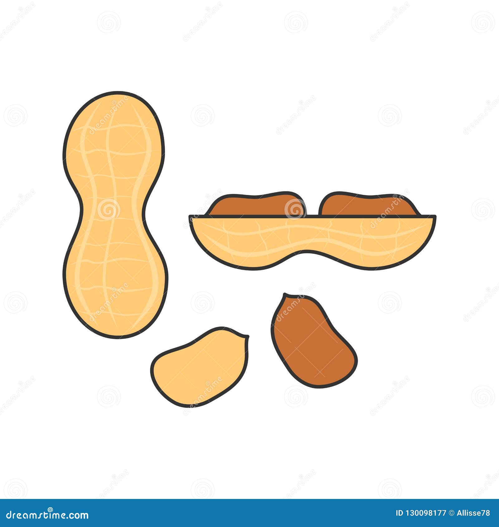 Cartoon Vector Peanut Nutritional Snack Set Flat Design Illustration ...