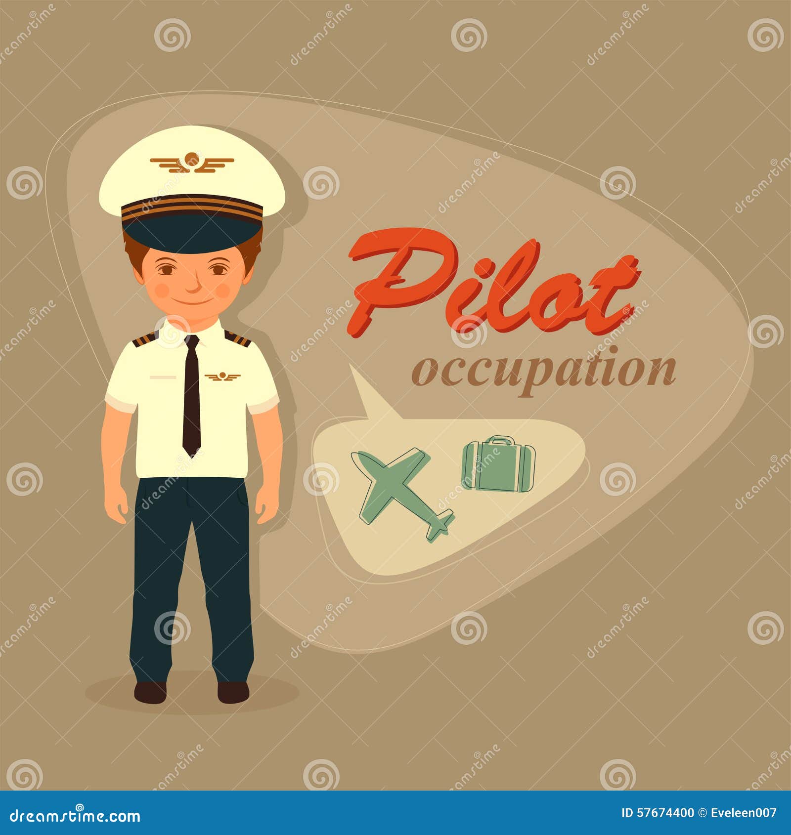 Cartoon vector pilot stock vector. Illustration of commercial - 57674400
