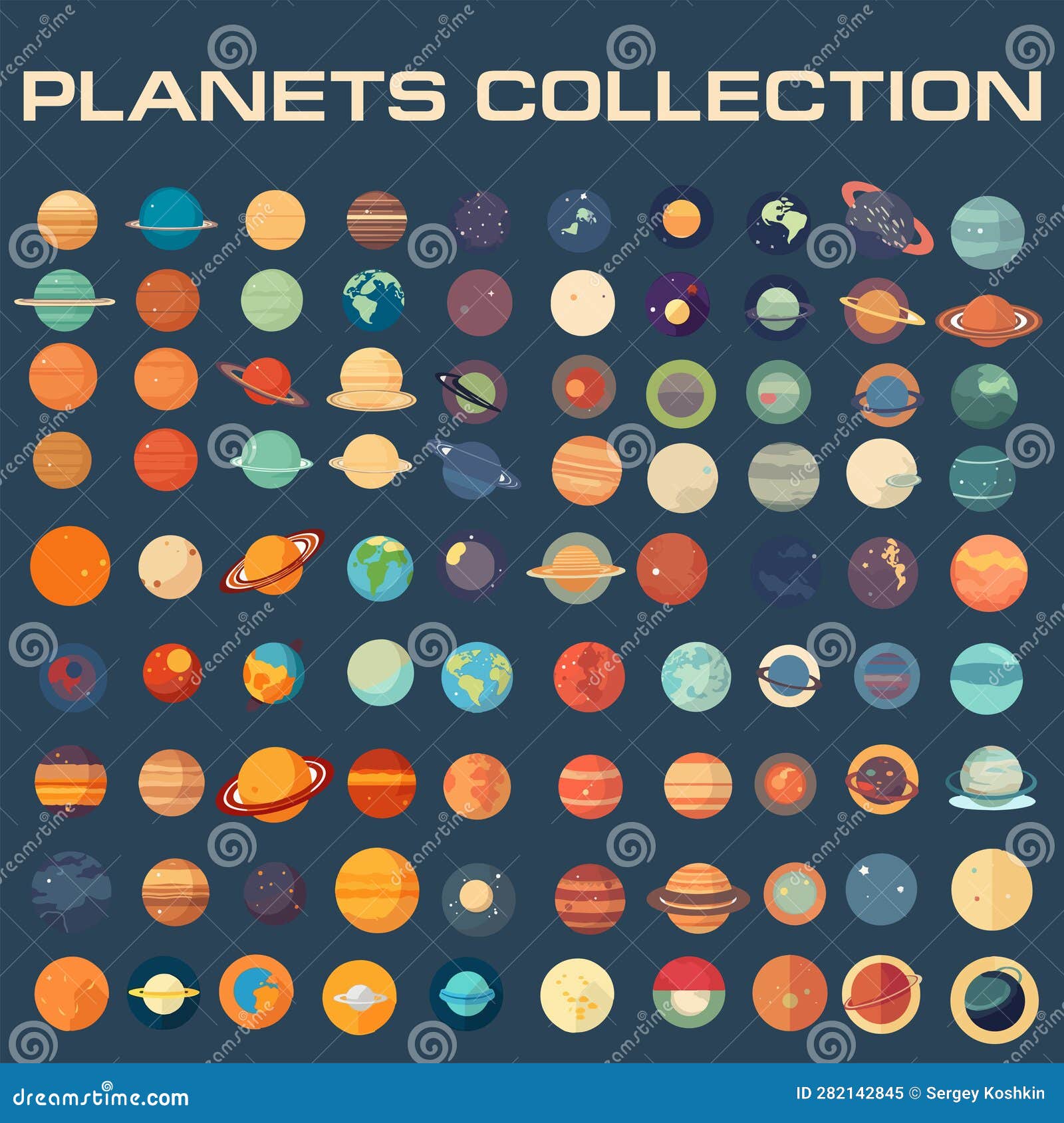 Cartoon Vector Planet Collection. Planet Icons Set Stock Vector ...