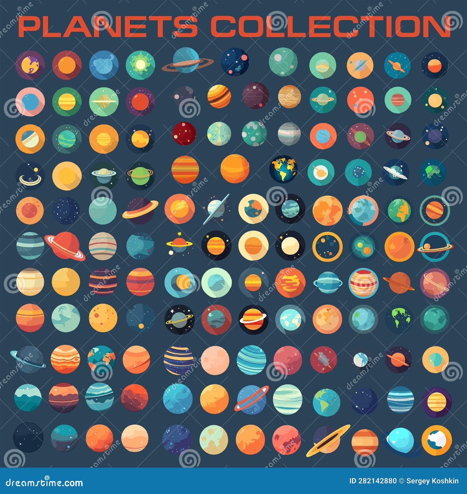 Cartoon Vector Planet Collection. Planet Icons Set Stock Vector ...