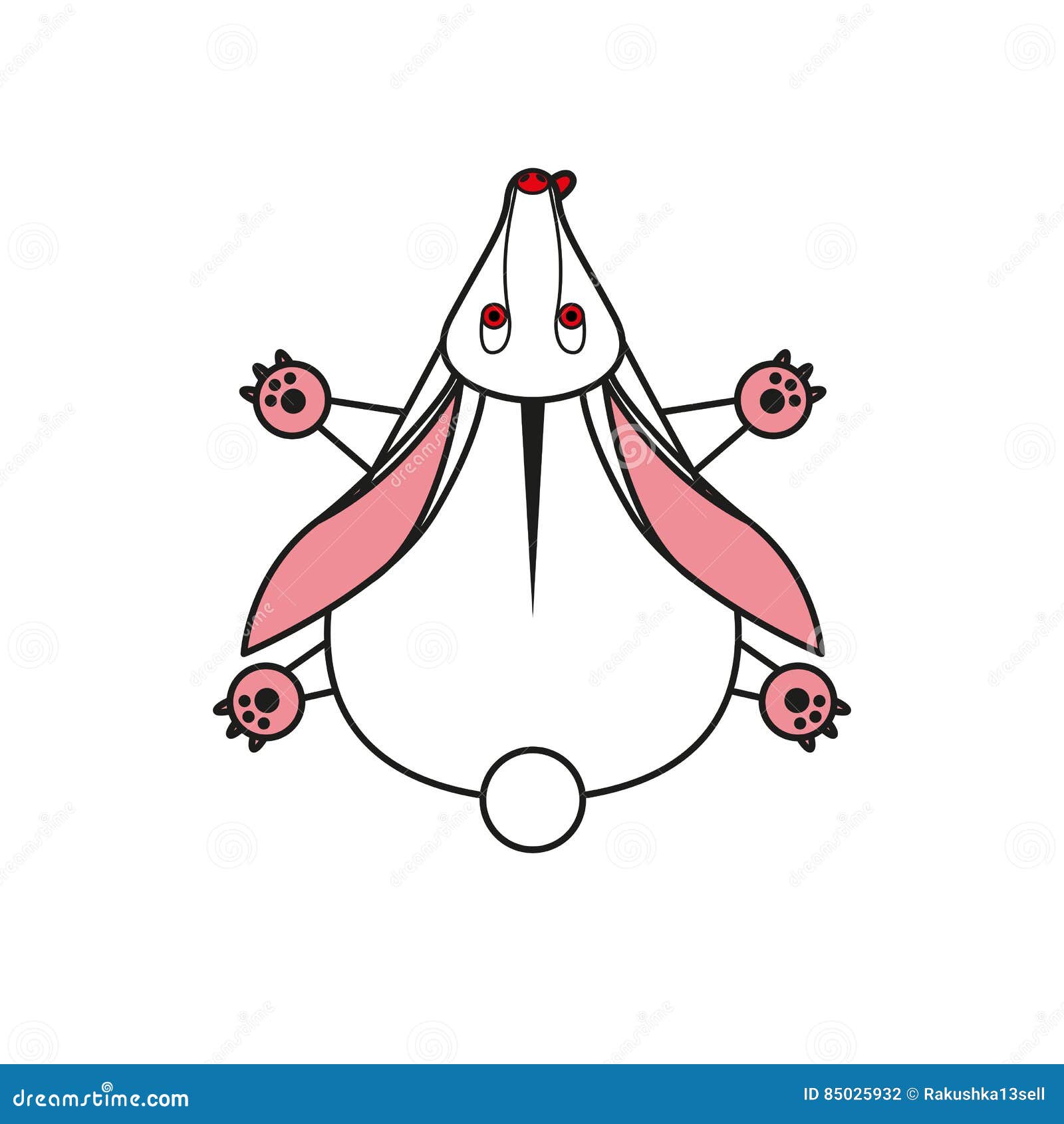 Cartoon Vector Rabbit. Bunny Top View. Stock Vector - Illustration of ...