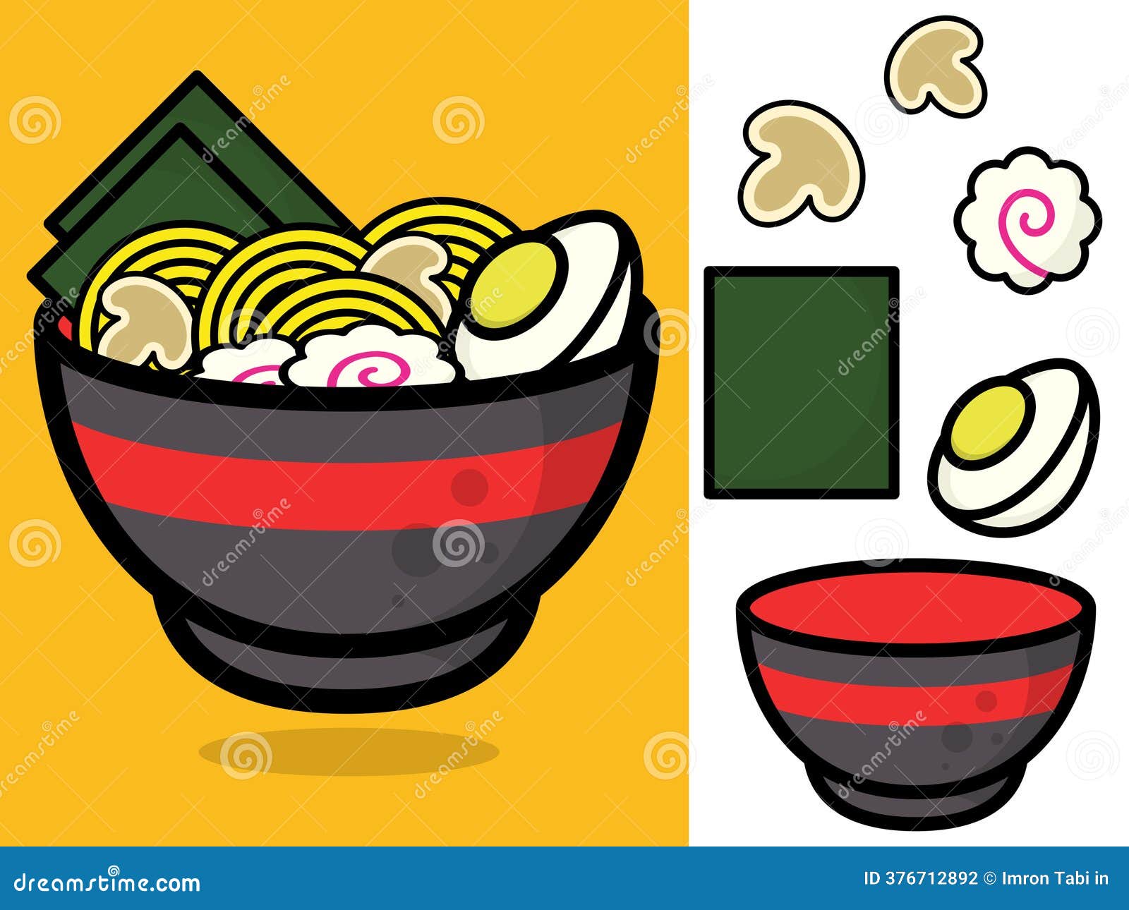 Vector Ramen Noodles Banner Template, Poster With Pattern Of Spaghetti ...