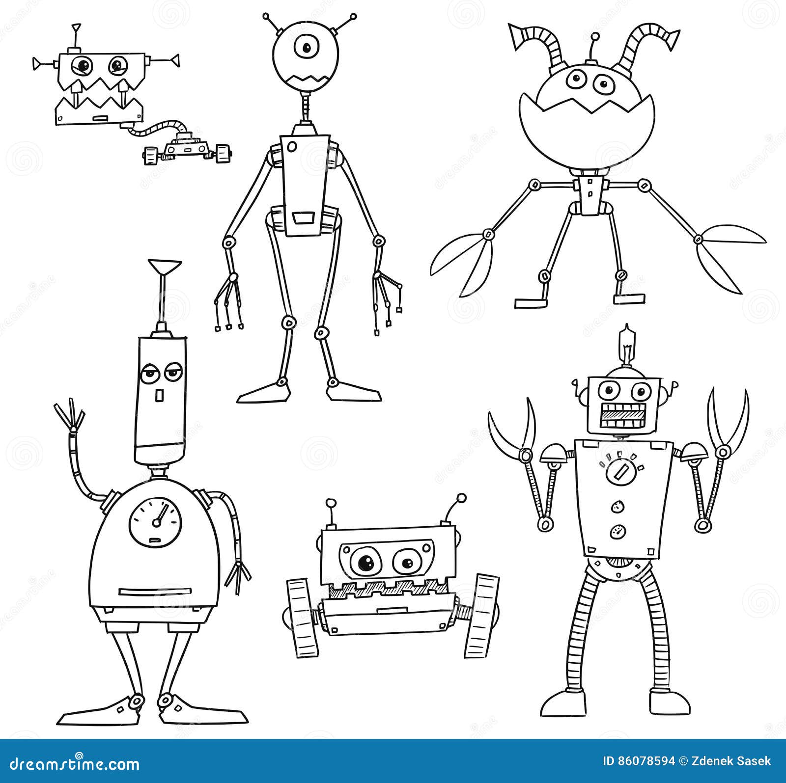 Doodle Robots, Doodle Robot Element, Vector Illustration ...