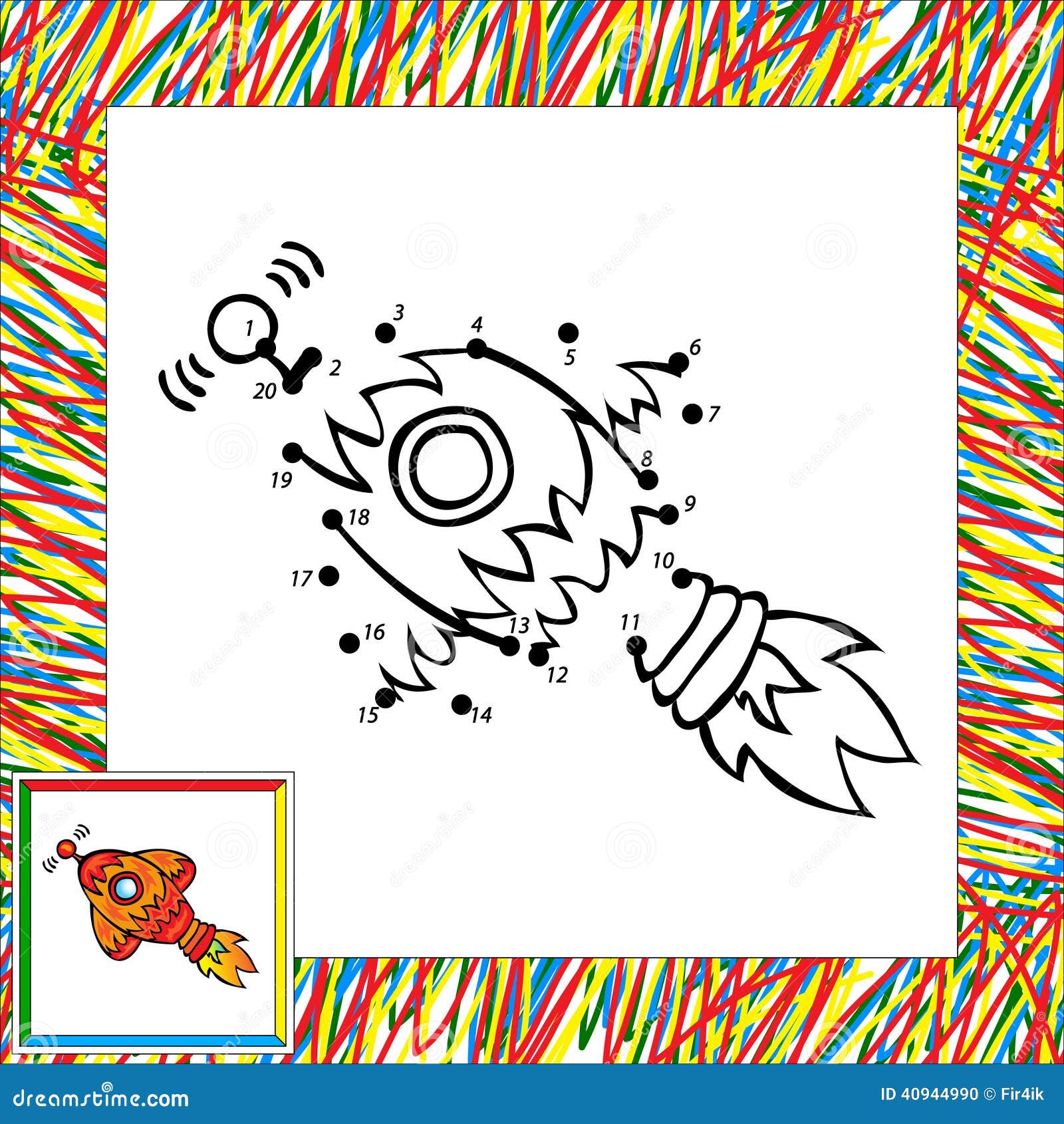 Cartoon Vector Rocket Dot To Dot Stock Vector - Illustration of ...