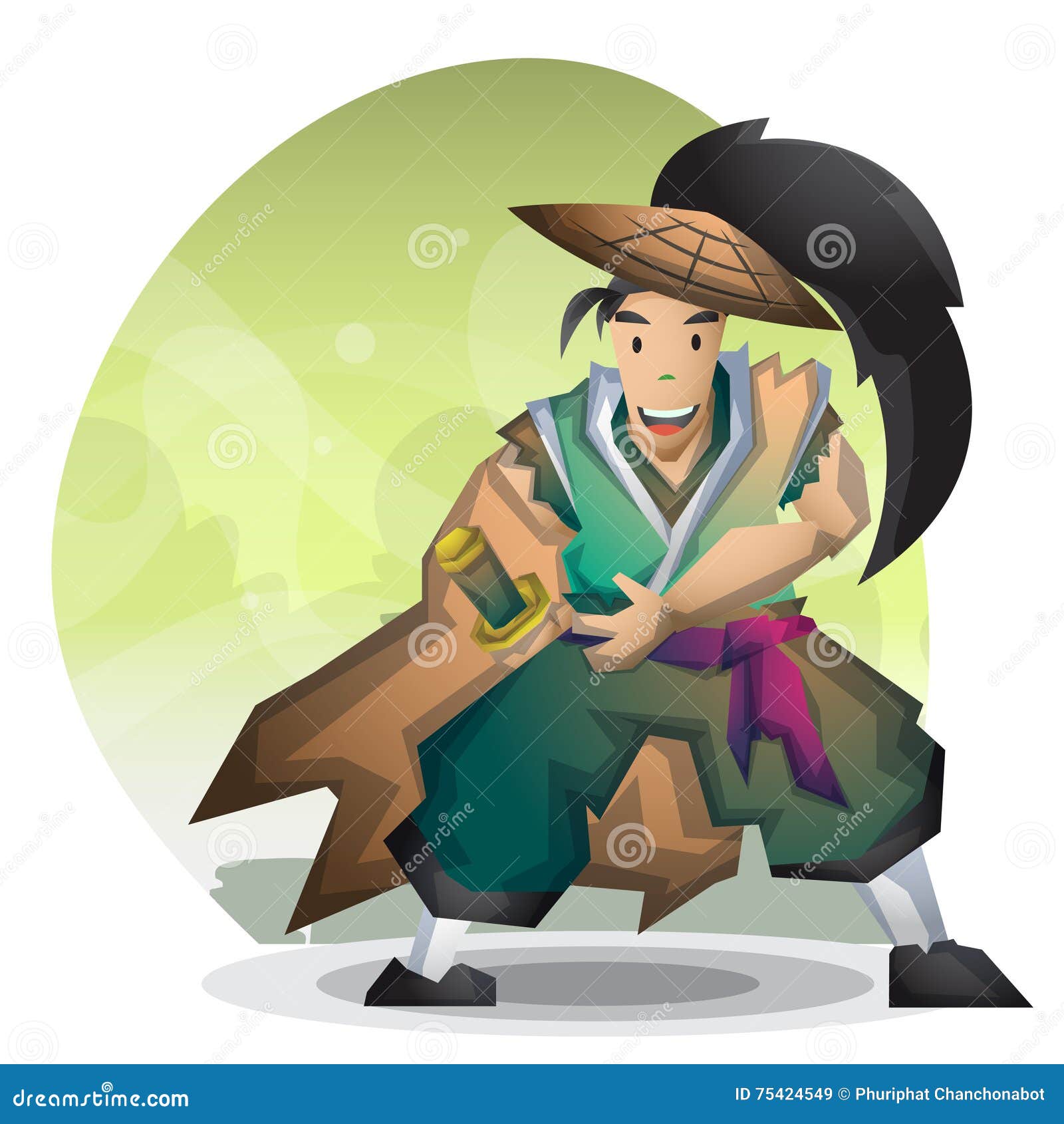 Cartoon Vector Samurai with Separated Layers for Game and Animation ...