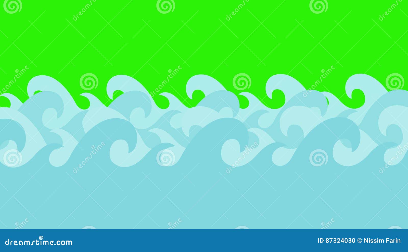 Cartoon Vector Sea Waves on a Green Screen Stock Footage - Video of ...