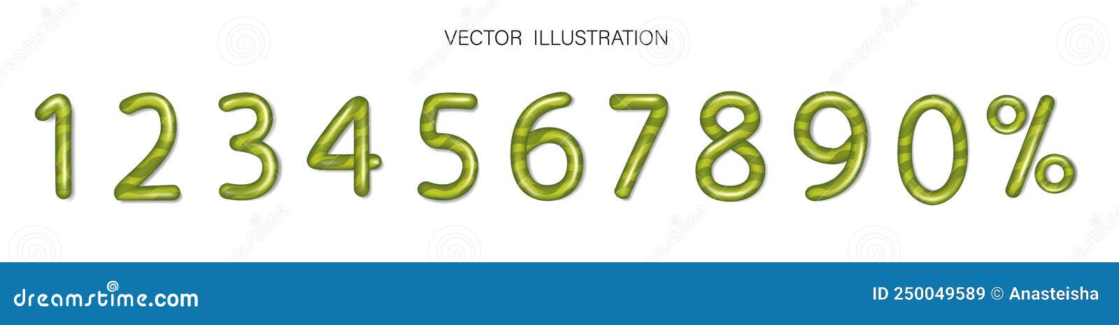 Cartoon Vector Set of 3d Green Numbers. Vector Illustration Stock ...