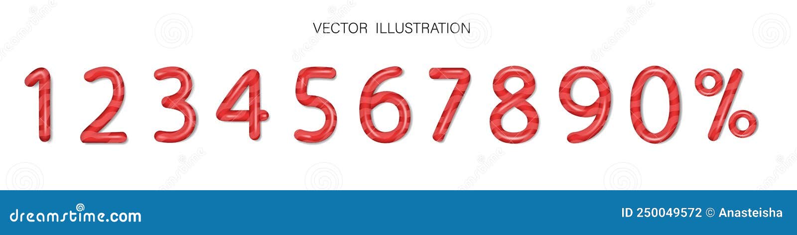 Cartoon Vector Set of 3d Red Numbers. Vector Illustration Stock Vector ...