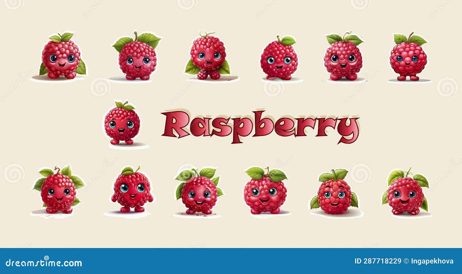 Cartoon Vector Set of Funny Raspberries Stock Vector - Illustration of ...