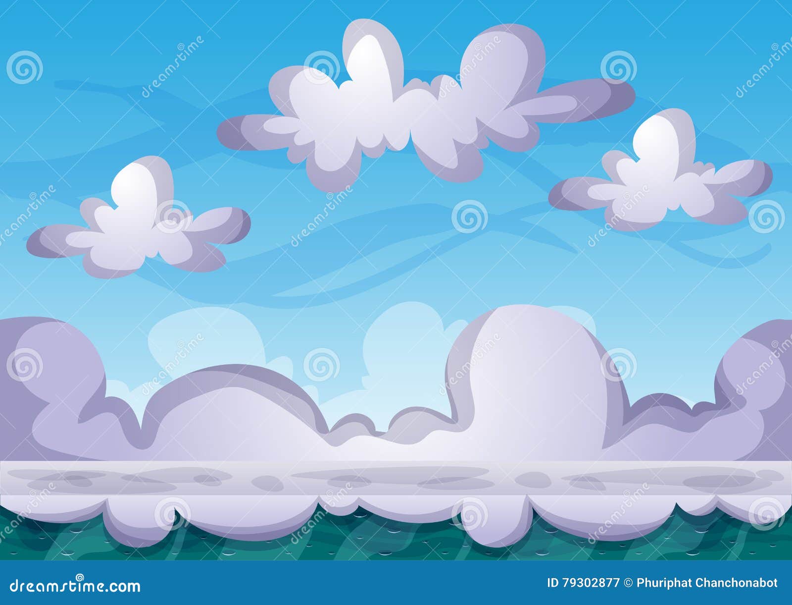 Cartoon Vector Sky Background with Separated Layers for Game Art and ...