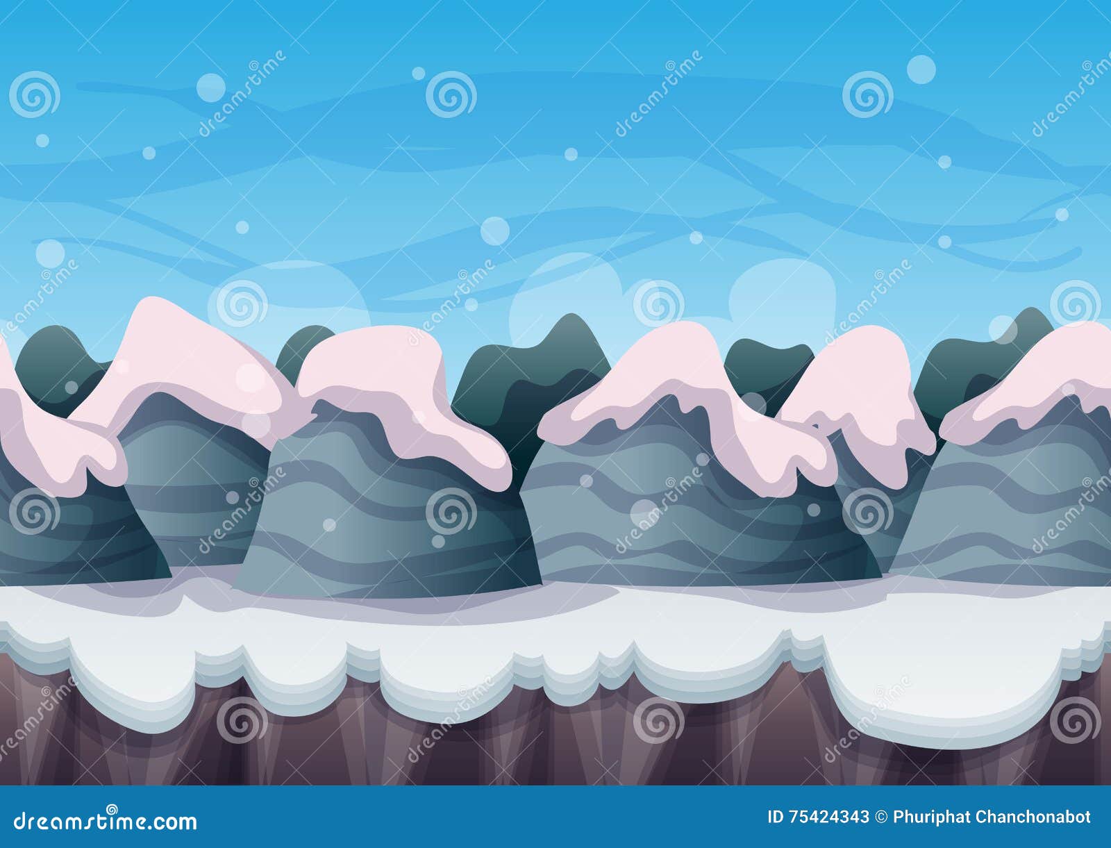 Cartoon Vector Snow Landscape with Separated Layers for Game and ...
