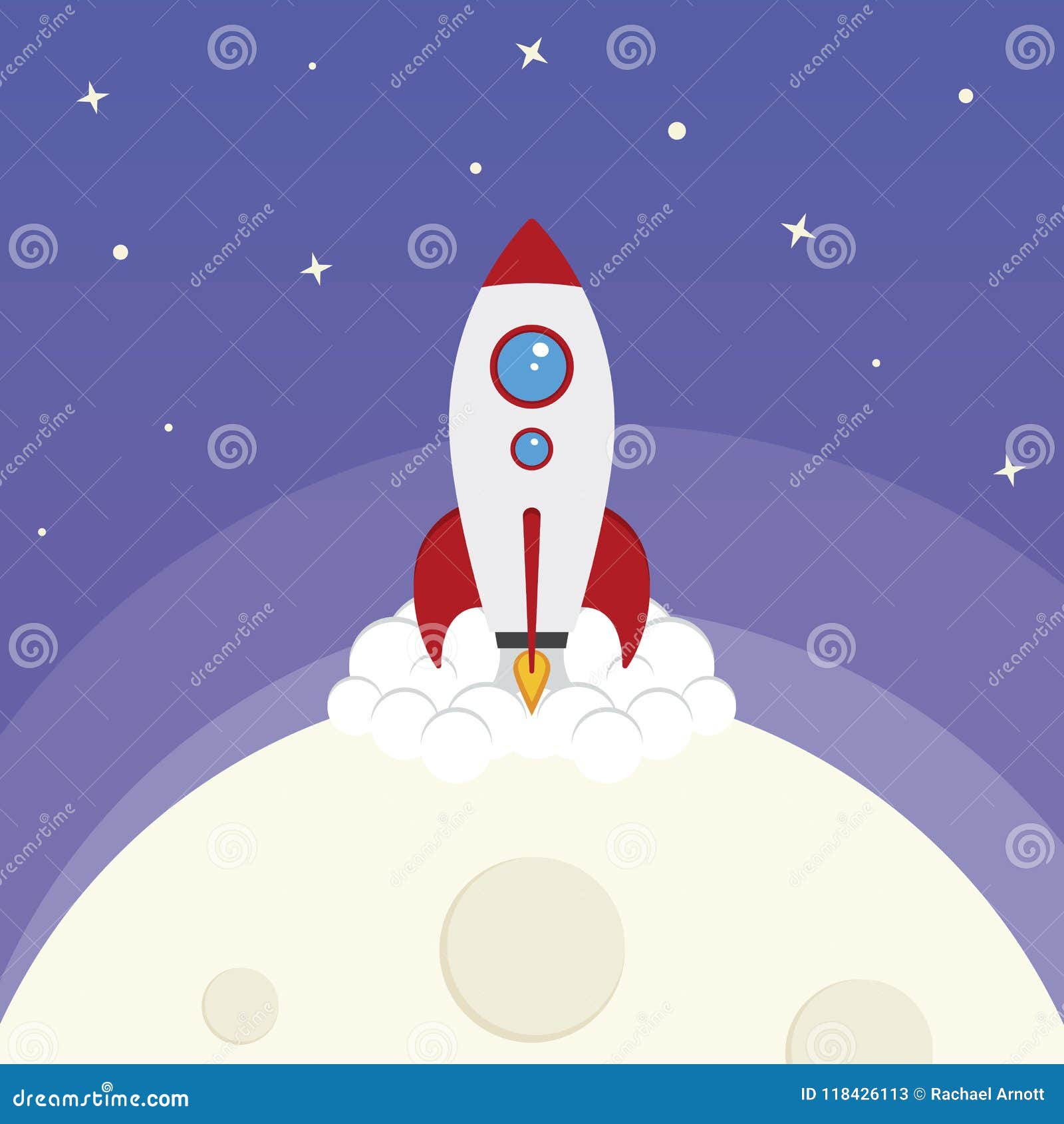 Cartoon Vector Space Rocket Launch Stock Vector - Illustration of ...