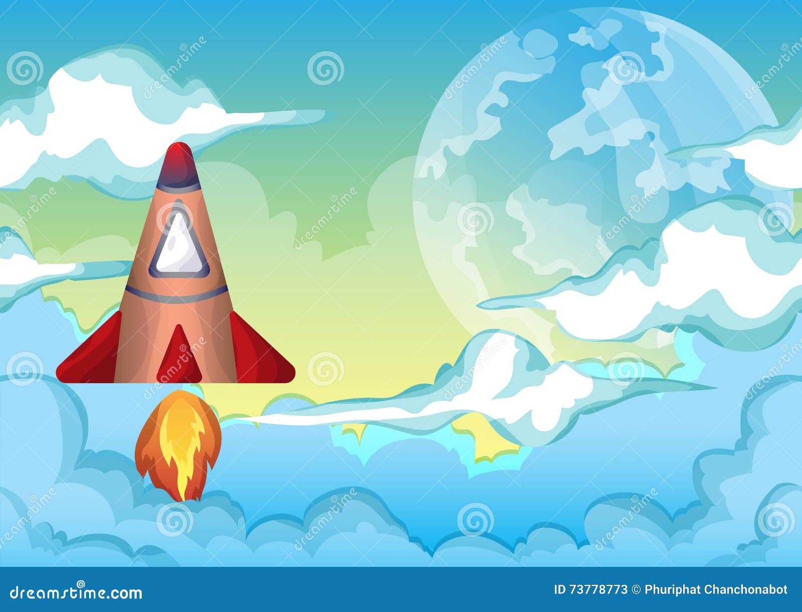 Cartoon Vector Space Sky with Separated Layers for Game and Animation ...