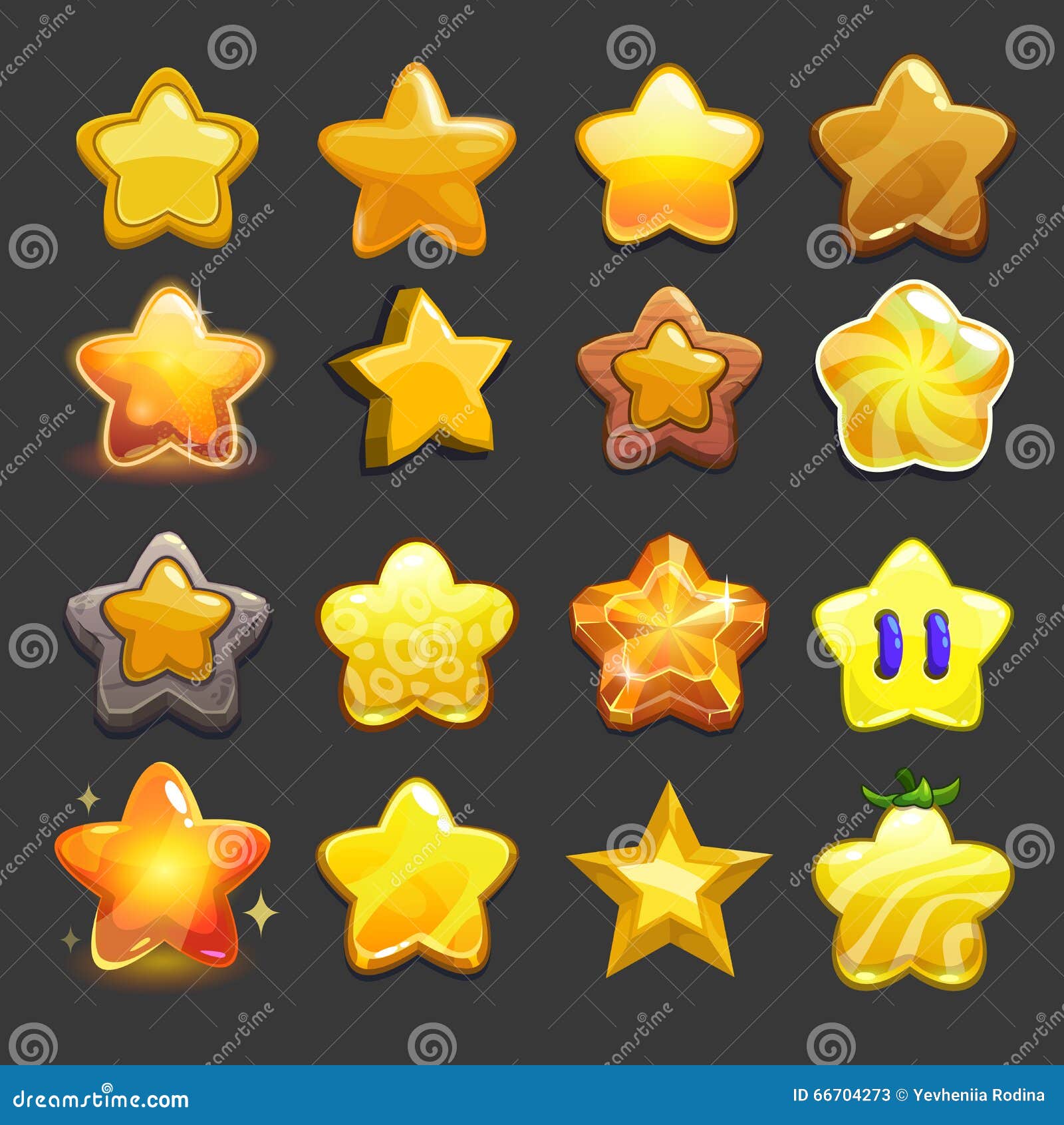 Cartoon Vector Star Icons Set Stock Vector - Illustration of cute ...