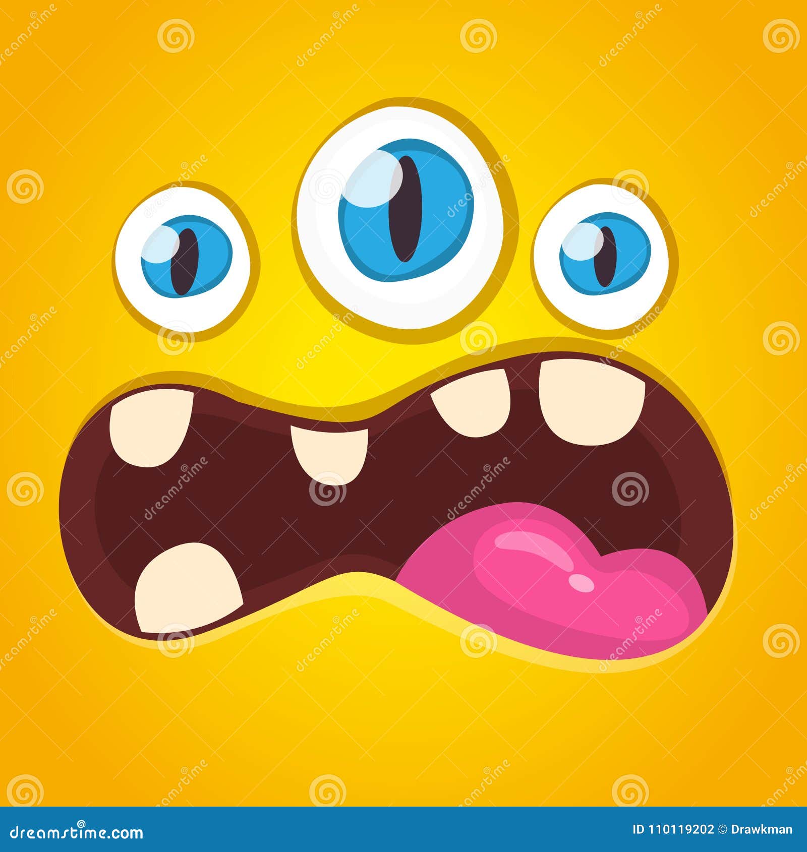 Cartoon Vector Three Eyed Monster Vector Illustration Stock Vector ...
