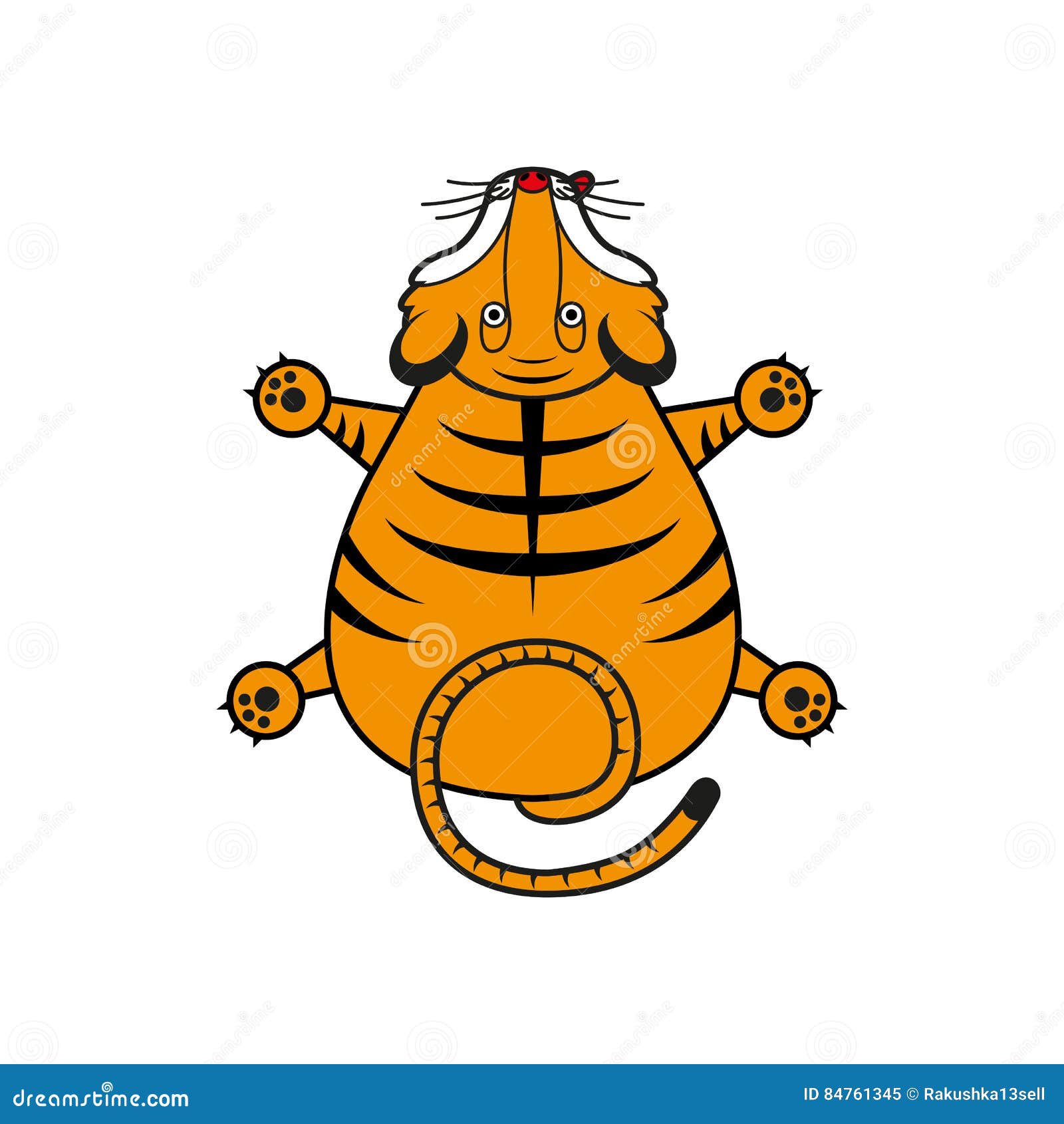 Cartoon Vector Tiger. Cub Top View. Stock Vector - Illustration of ...