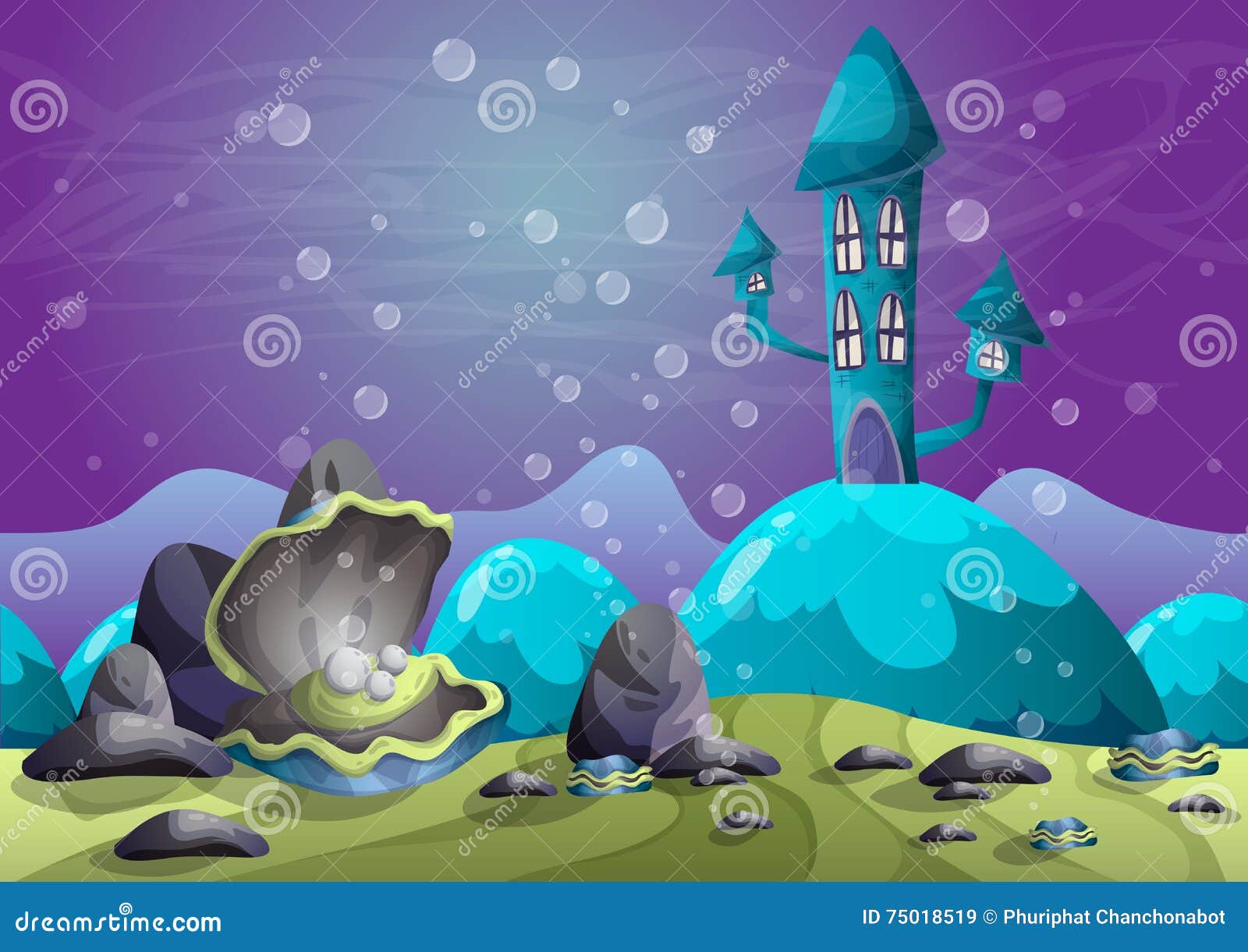 Cartoon Vector Underwater Landscape with Separated Layers Stock Vector ...