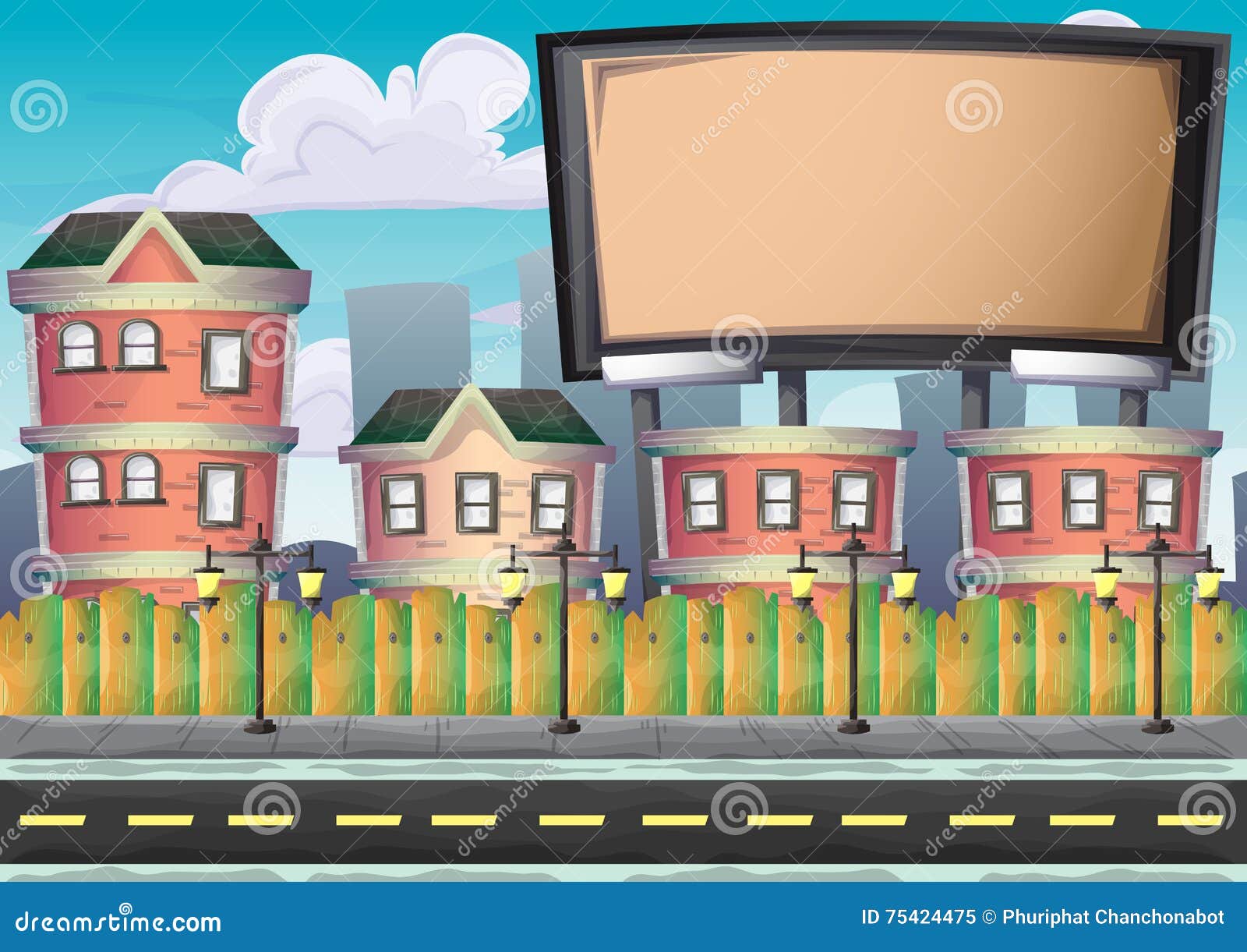 Cartoon Vector Urban Billboard with Separated Layers for Game and ...