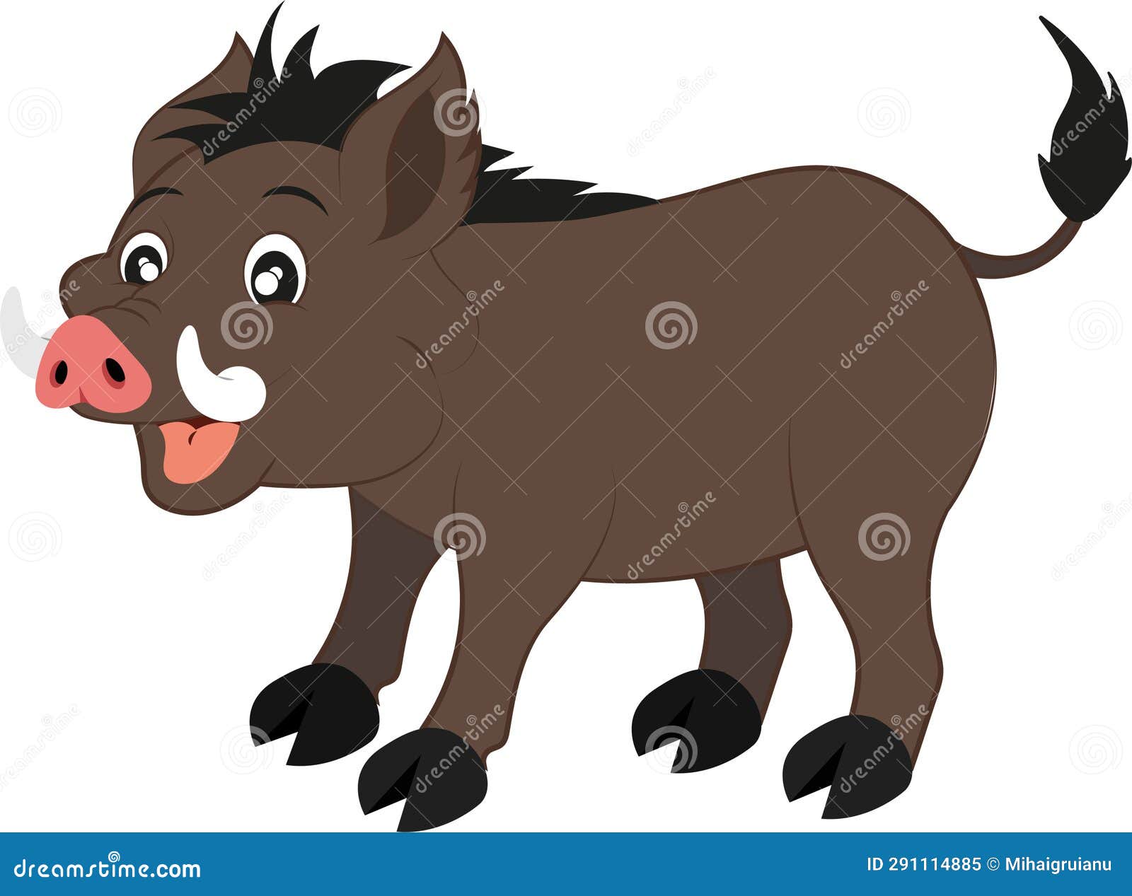 Cartoon Vector Wild Pig Vector Flat Design Stock Illustration ...