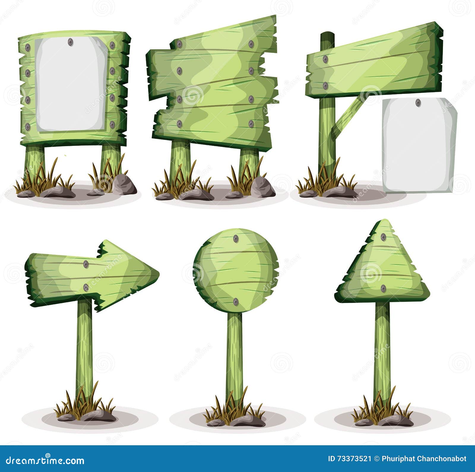 Cartoon Vector Wood Labels for Game and Animation Stock Vector ...