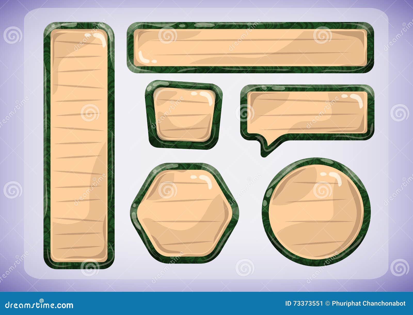 Cartoon Vector Wood Labels for Game and Animation Stock Vector ...