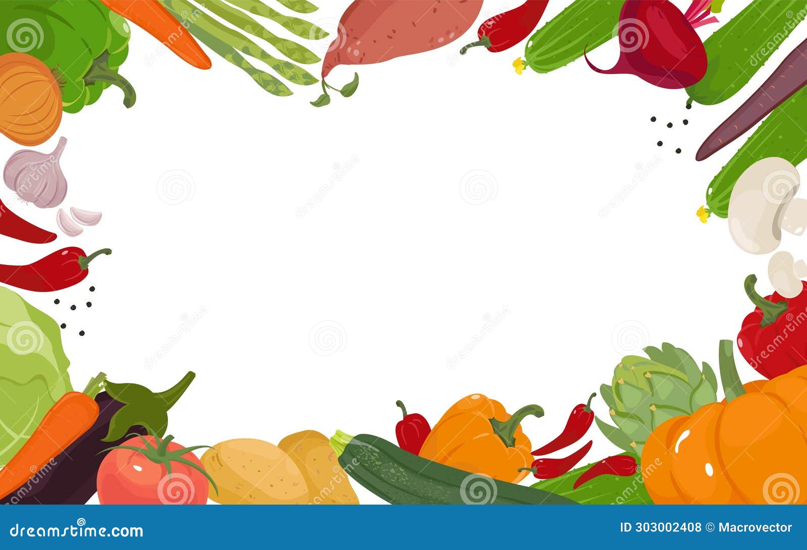 Vegetable Cartoon Border Template