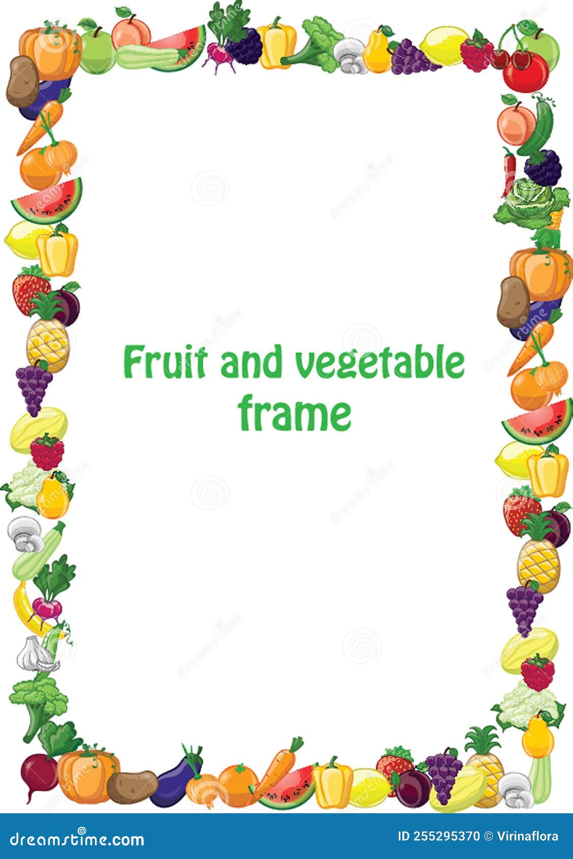 Cartoon Vegetables and Fruits Frame Stock Vector - Illustration of ...
