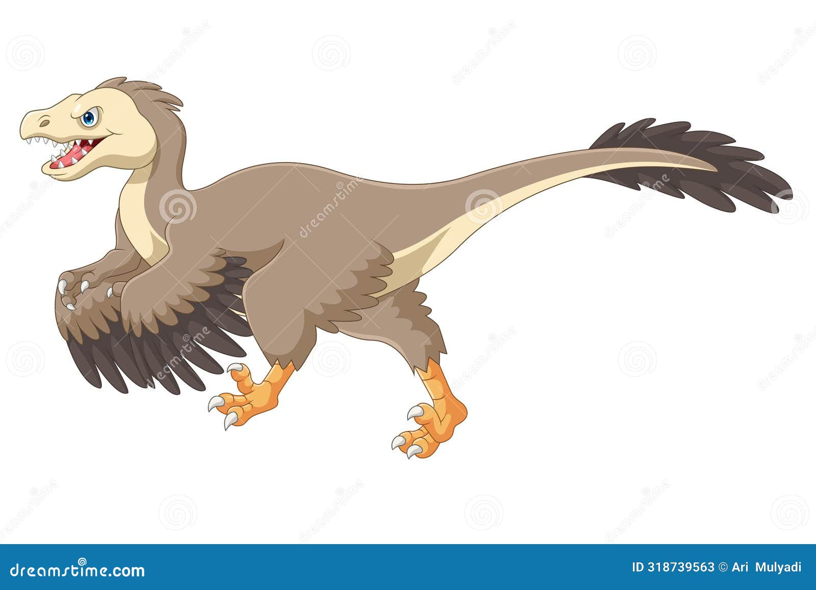 Cartoon Velociraptor Dinosaur Fossil. Prehistoric Predator ...