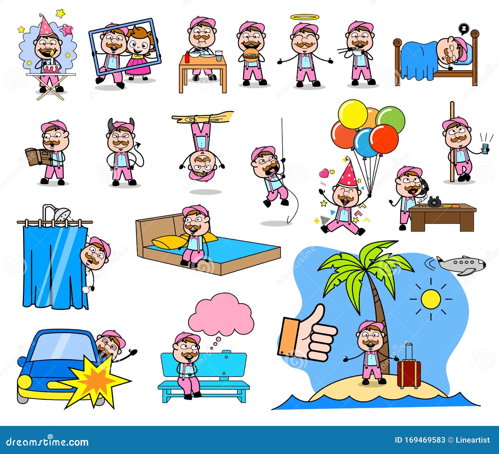 Cartoon Vendor Character with Many Concepts - Set of Retro Vector ... Cartoon Vendor Character with Many Concepts - Set of Retro Vector ...
