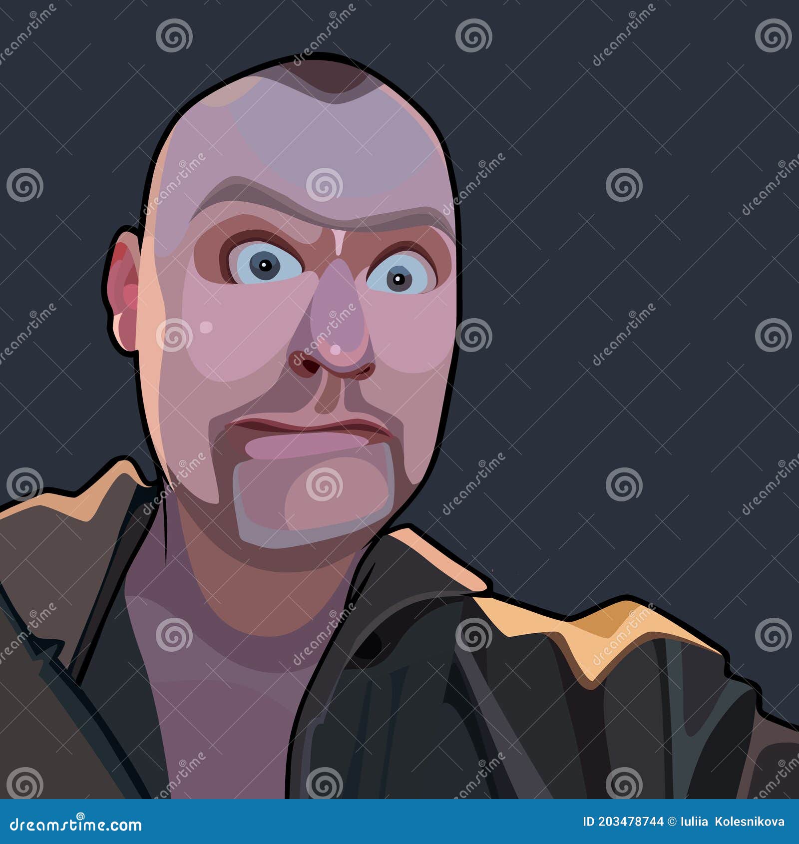 Cartoon Verraste Kale Man Met Open Ogen Vector Illustratie ...