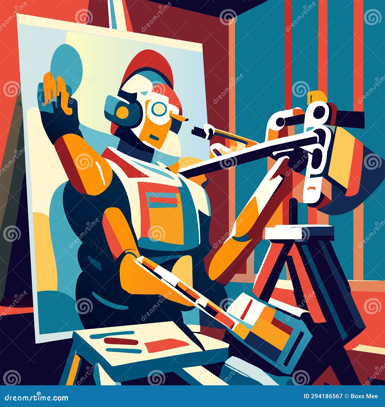 Cartoon Video Camera Operator. Vector Illustration of a Cameraman Stock ...