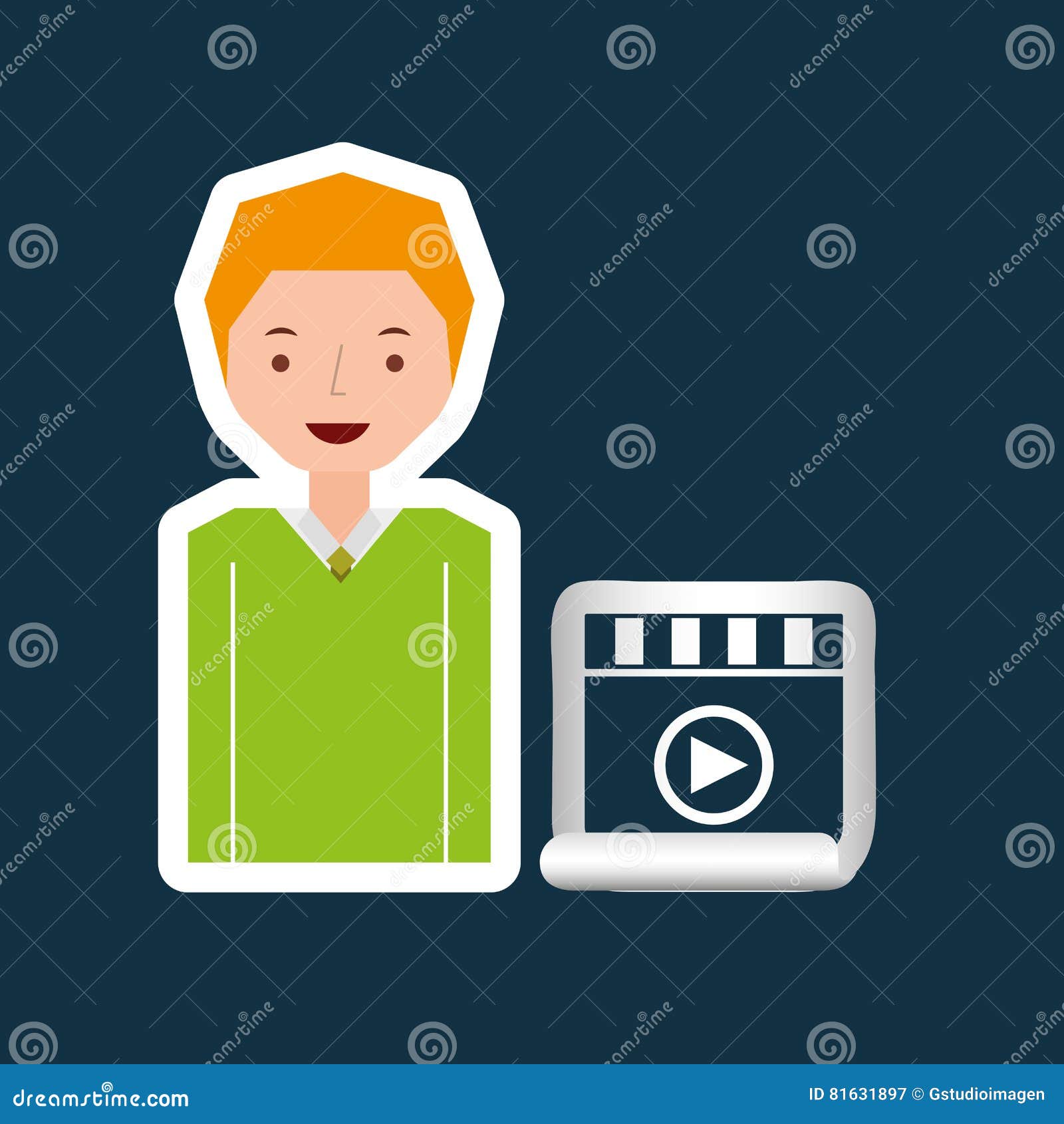 Cartoon Video Player Guy Design Stock Vector - Illustration of control ...