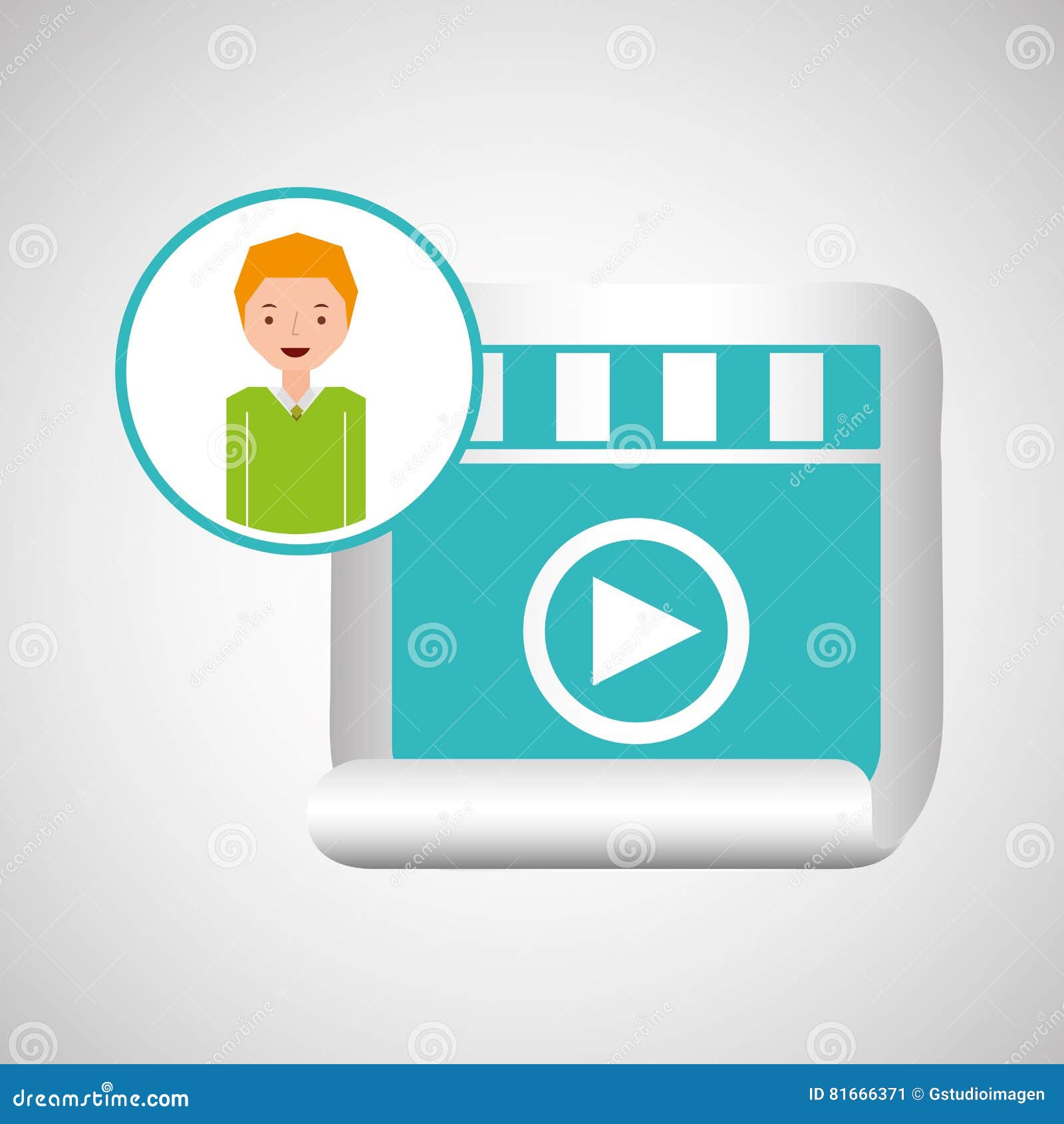 Cartoon Video Player Guy Design Stock Vector - Illustration of ...