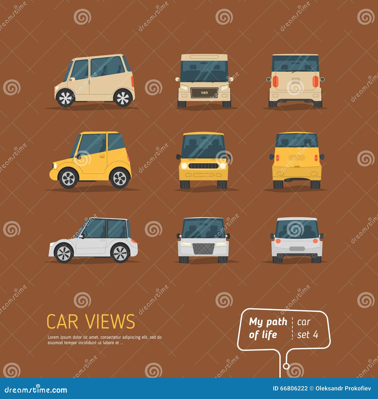 Cartoon views car set stock vector. Illustration of collection - 66806222